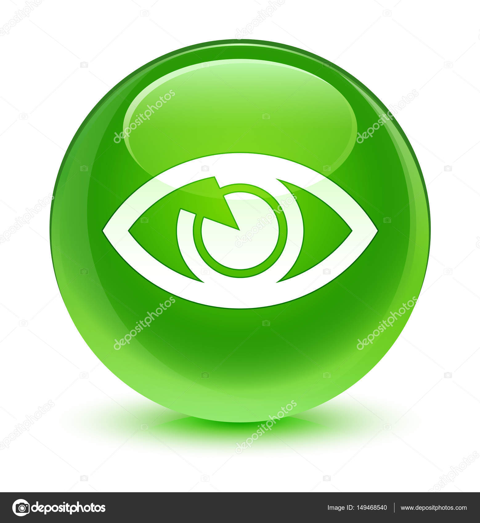 Eye icon glassy green round button — Stock Photo © FR_Design #149468540