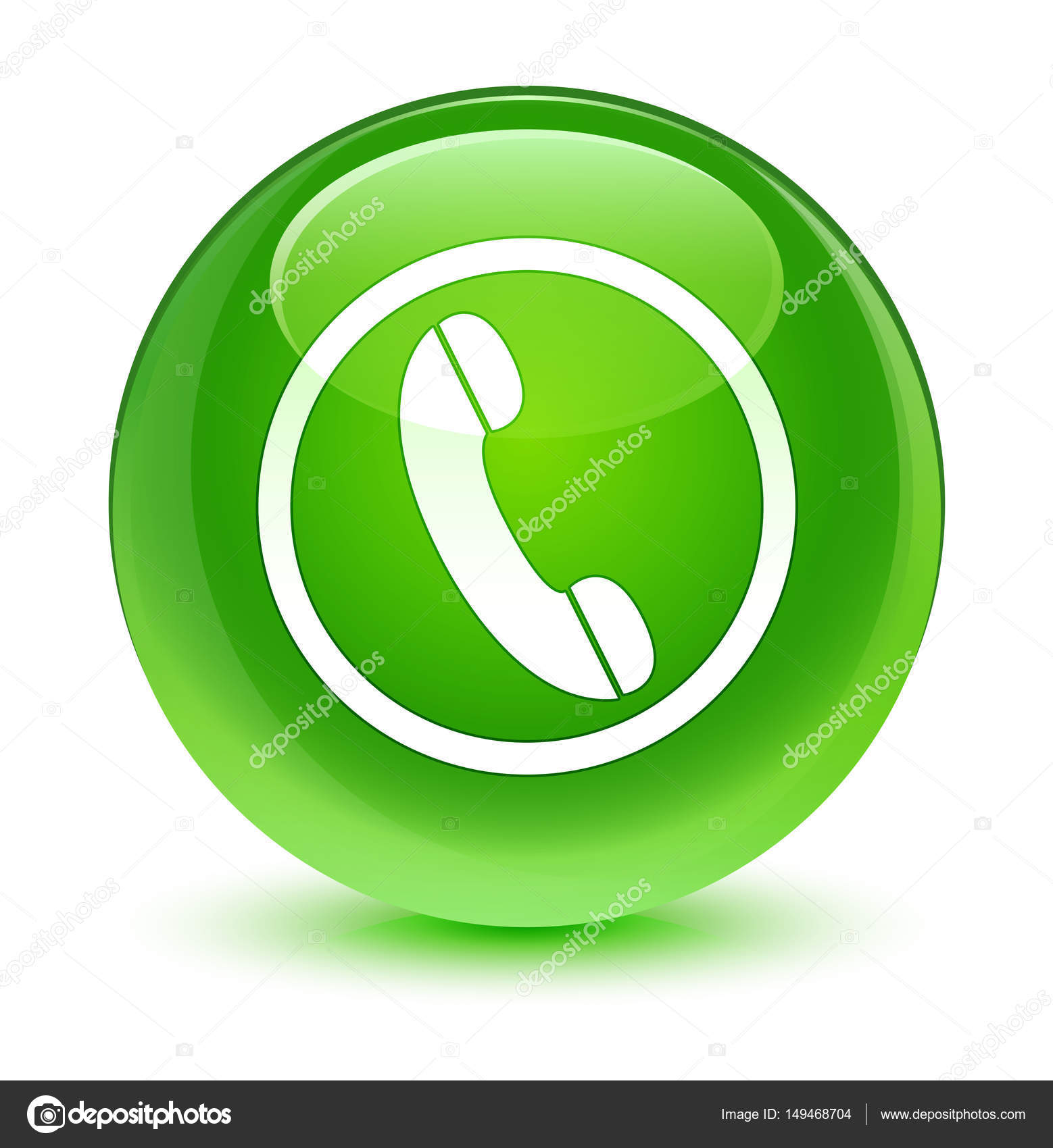Phone icon glassy green round button — Stock Photo © FR_Design #149468704