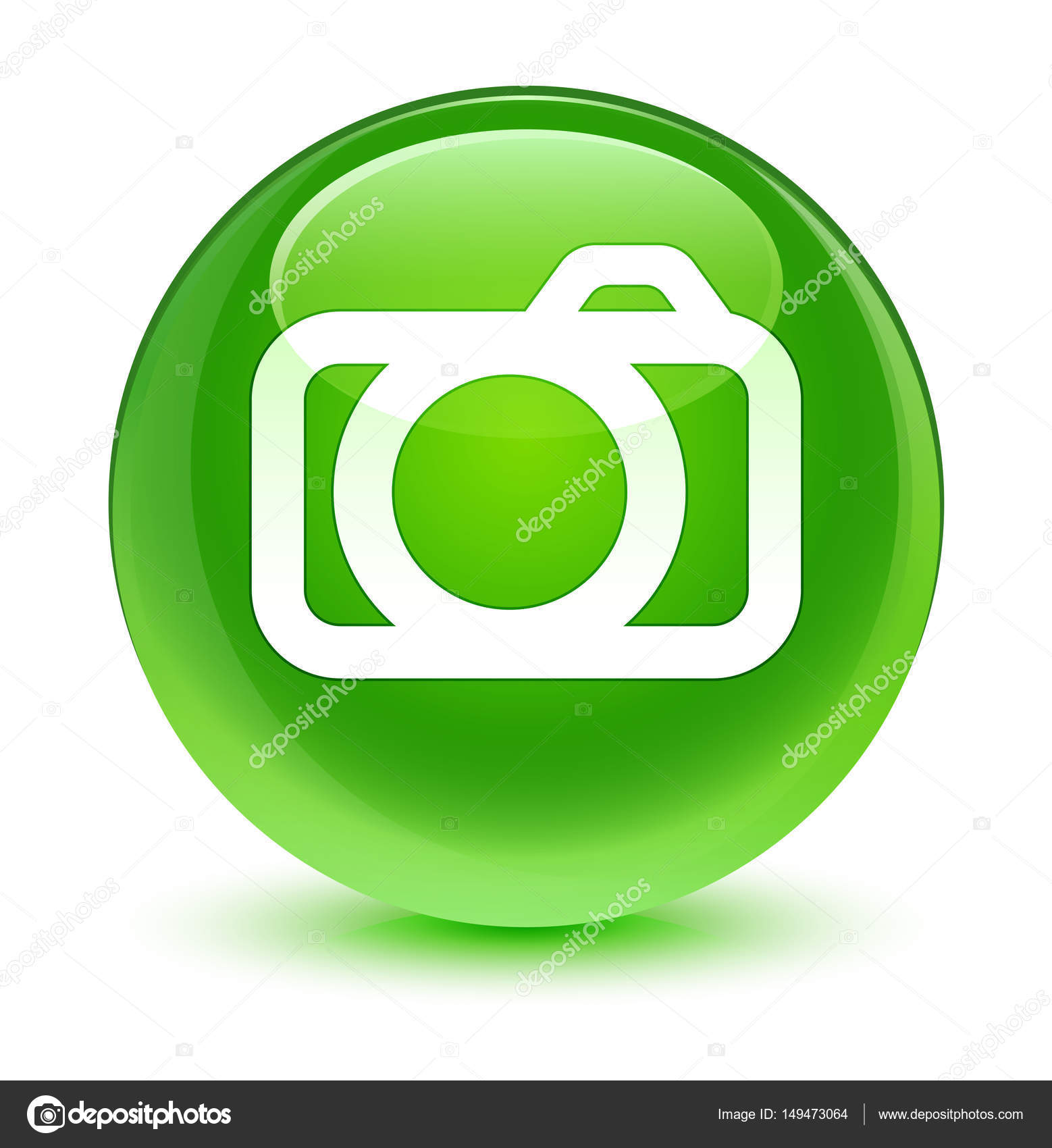 Camera icon glassy green round button — Stock Photo © FR_Design #149473064