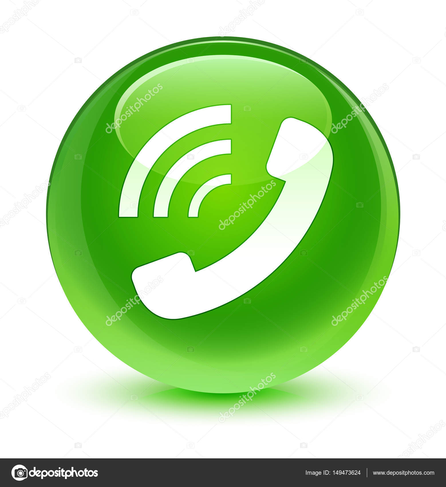 Phone ringing icon glassy green round button — Stock Photo © FR_Design ...