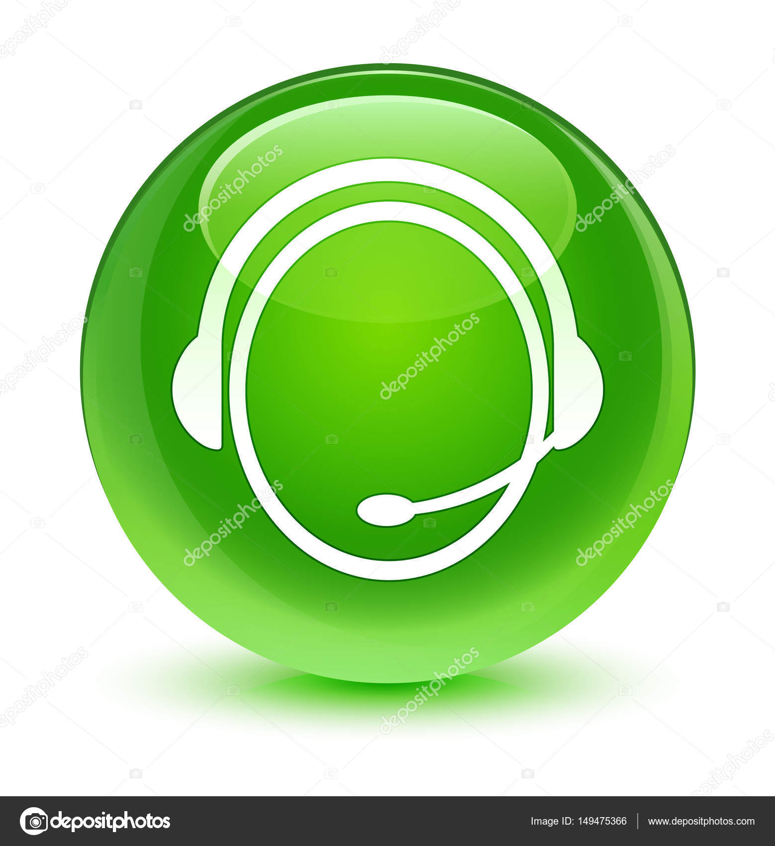 Customer care service icon glassy green round button — Stock Photo © FR ...