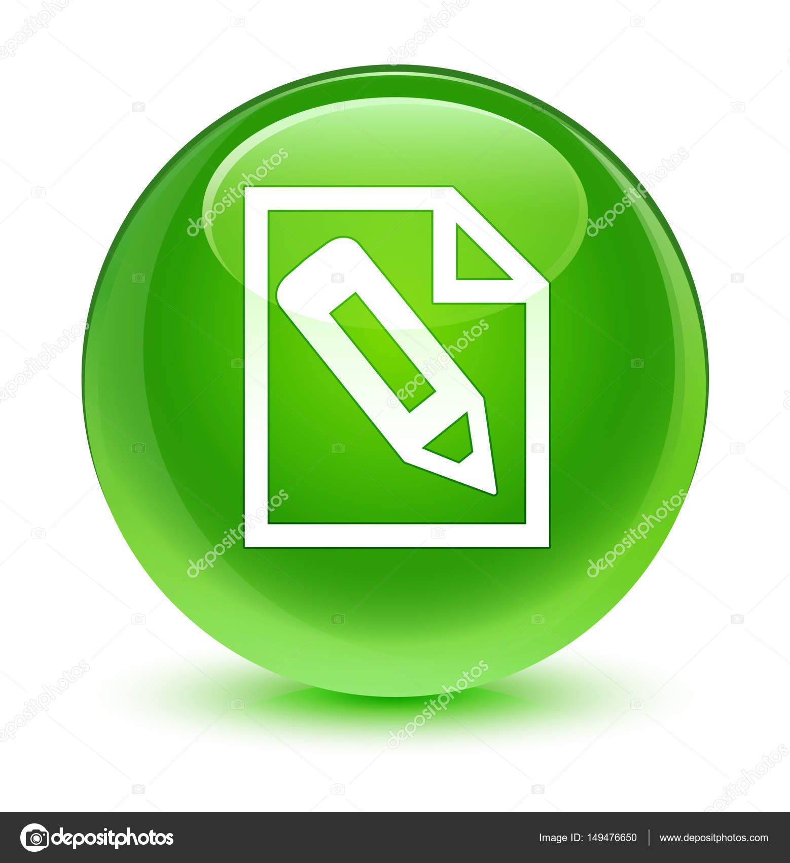 Pencil in page icon glassy green round button — Stock Photo © FR_Design ...