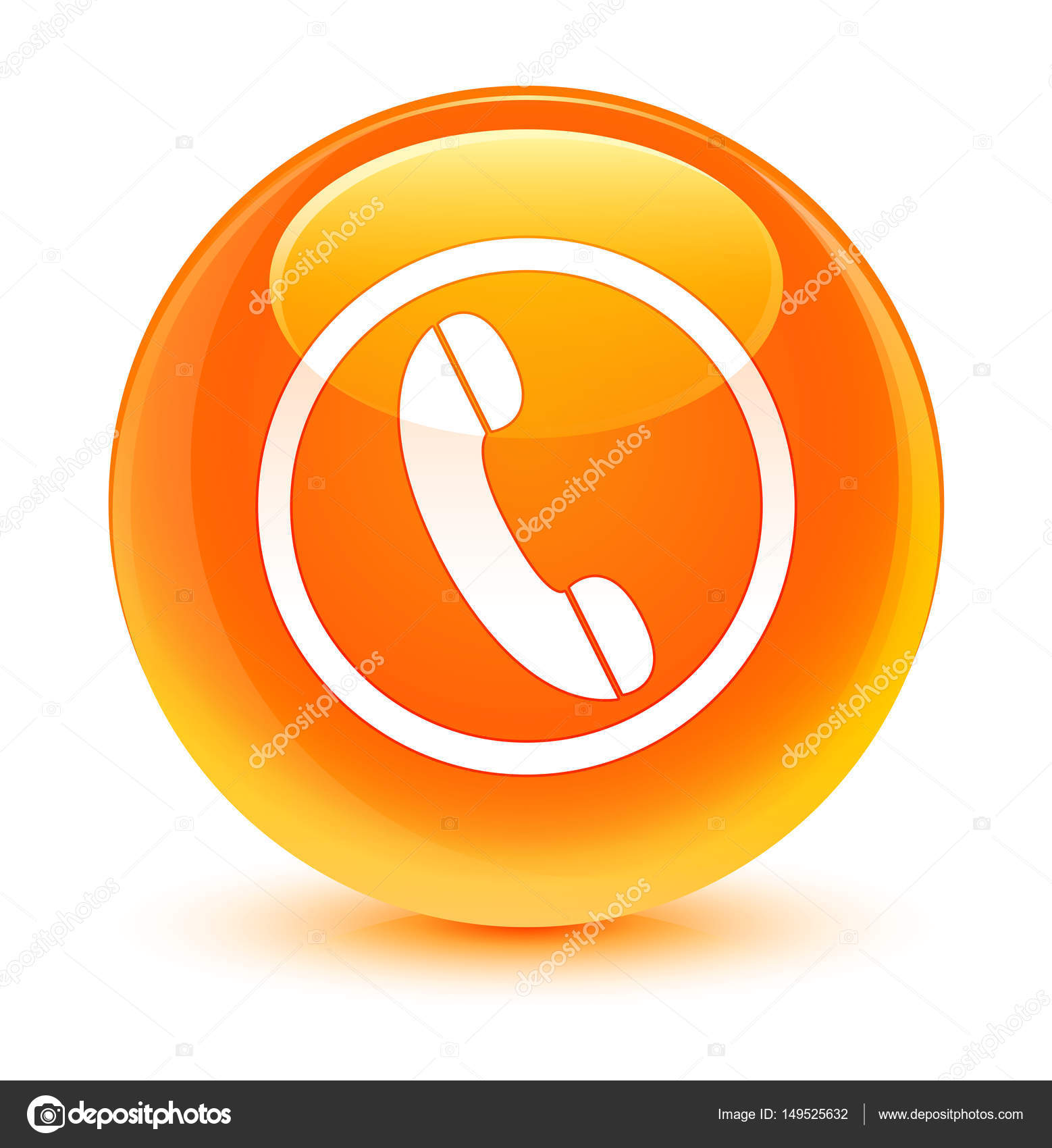 Phone icon glassy orange round button — Stock Photo © FR_Design #149525632