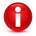 Red shiny Button: Information Symbol for support and contact Stock ...