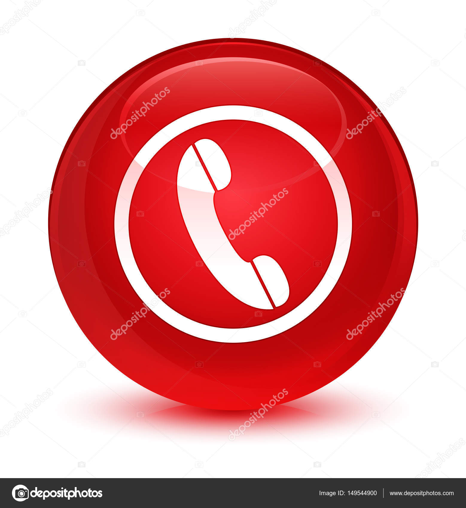 Phone icon glassy red round button — Stock Photo © FR_Design #149544900