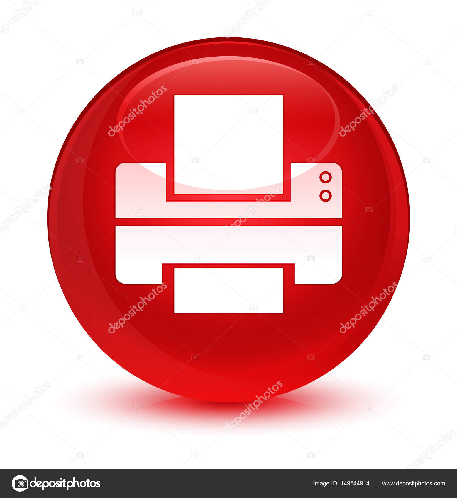 Printer icon glassy red round button — Stock Photo © FR_Design #149544914