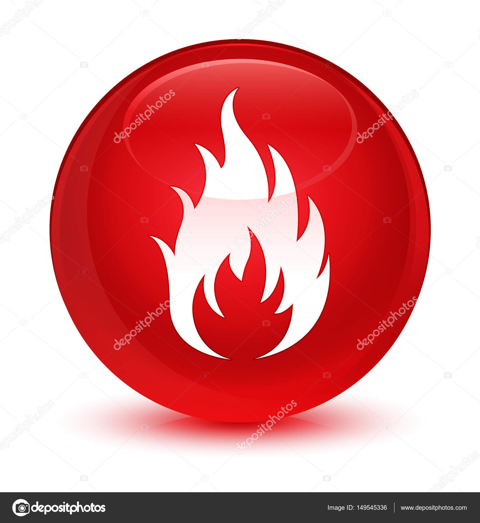 Fire icon glassy red round button — Stock Photo © FR_Design #149545336