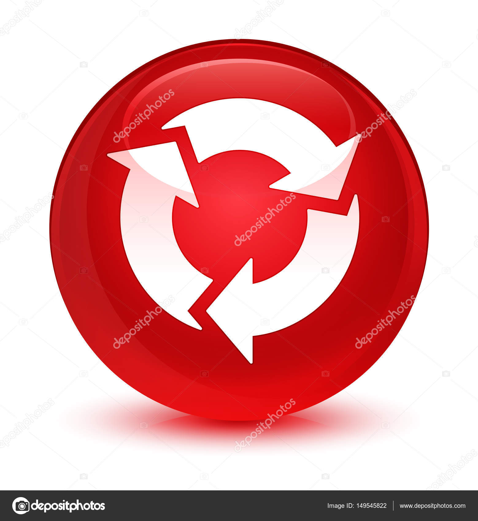 Refresh icon glassy red round button — Stock Photo © FR_Design #149545822