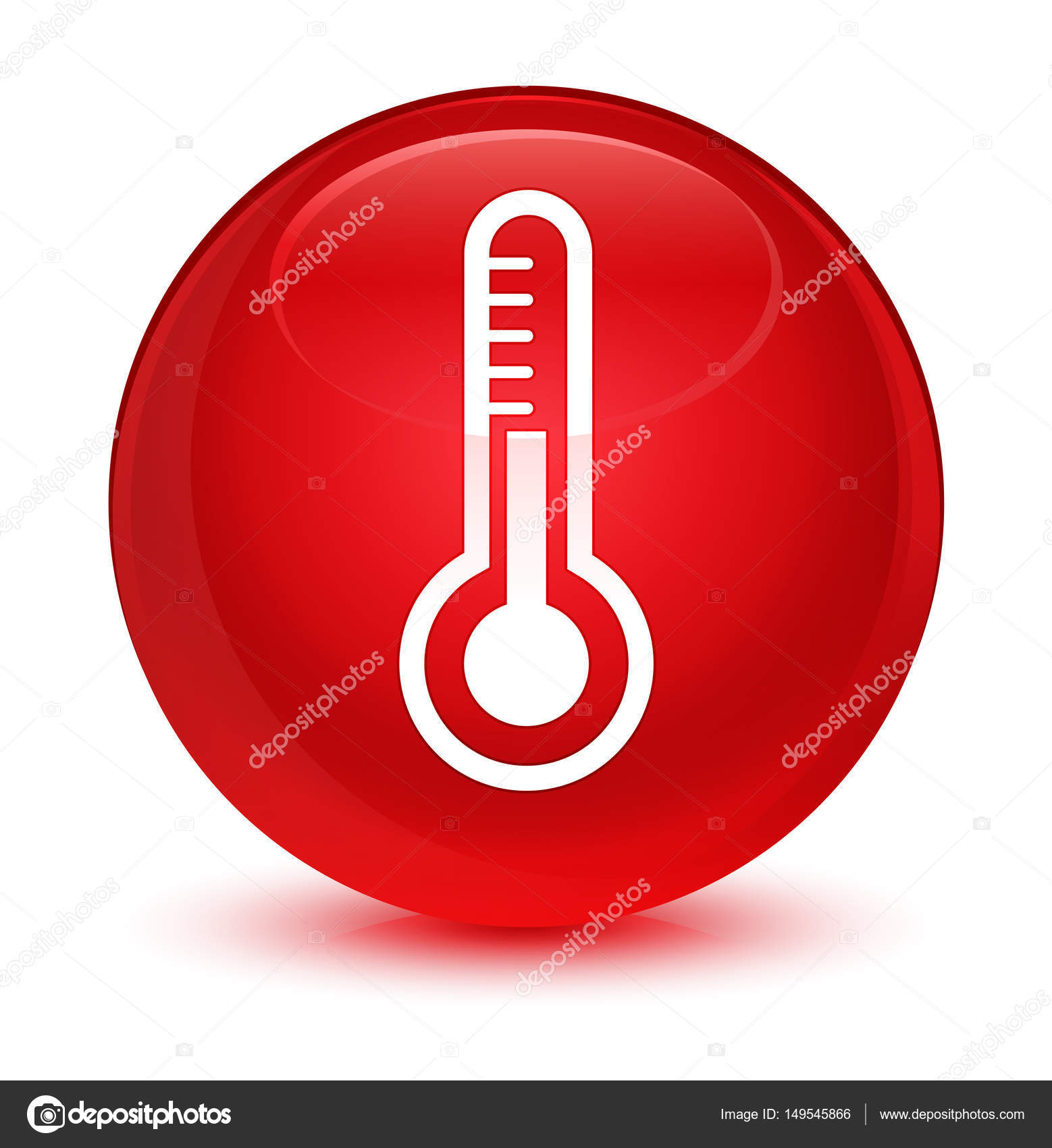 Thermometer icon glassy red round button — Stock Photo © FR_Design ...