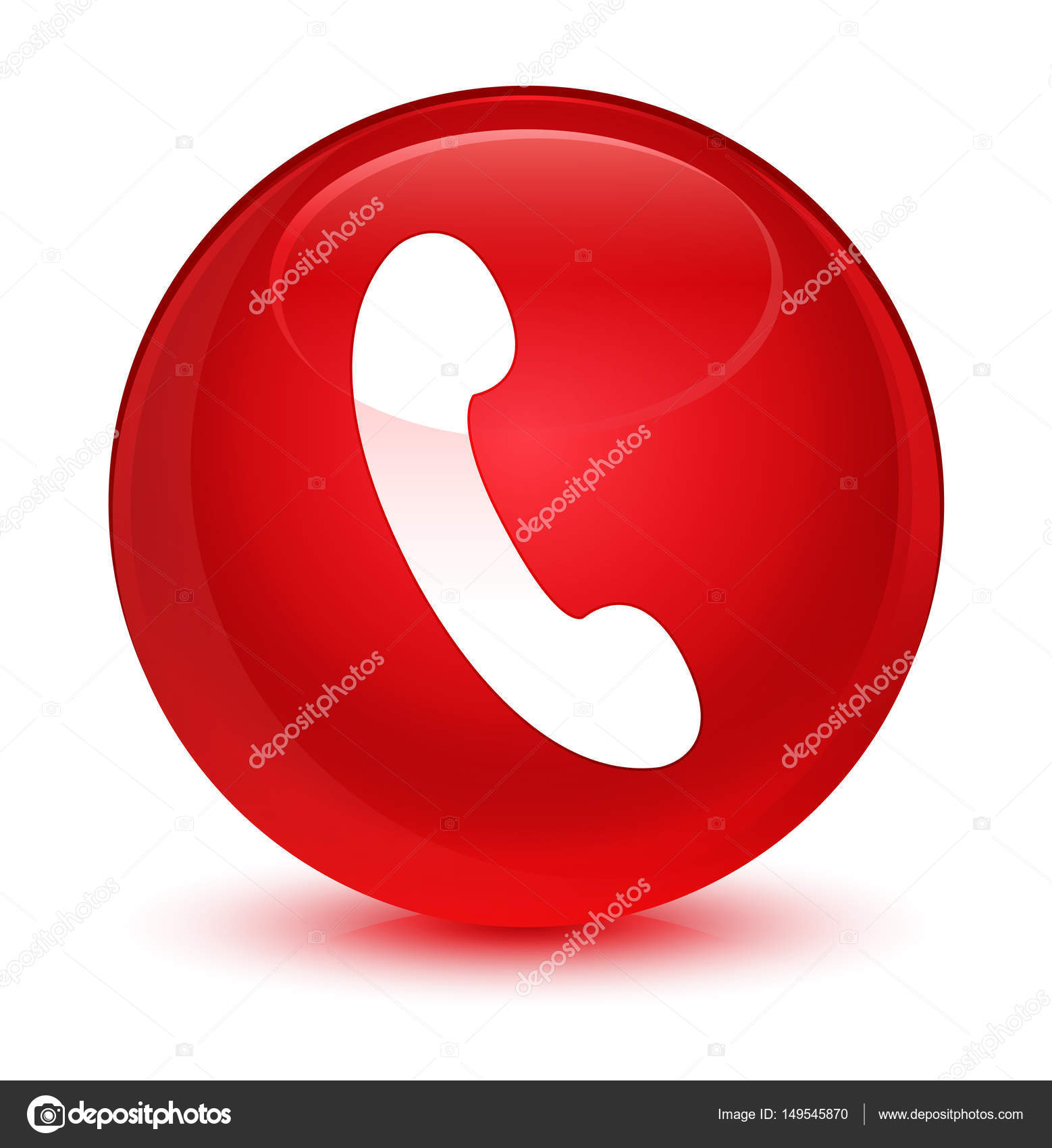 Phone icon glassy red round button — Stock Photo © FR_Design #149545870