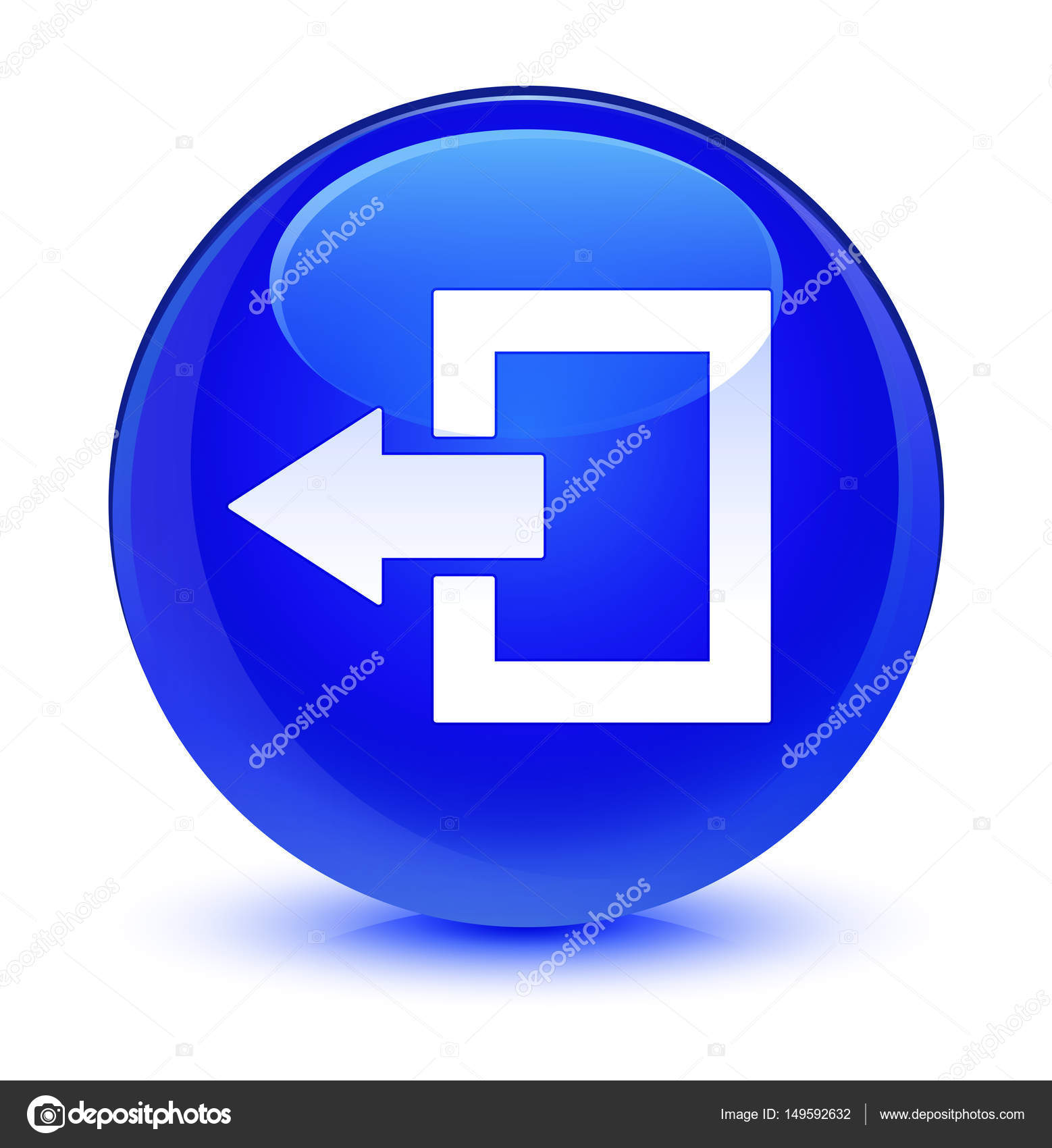 Logout icon glassy blue round button — Stock Photo © FR_Design #149592632