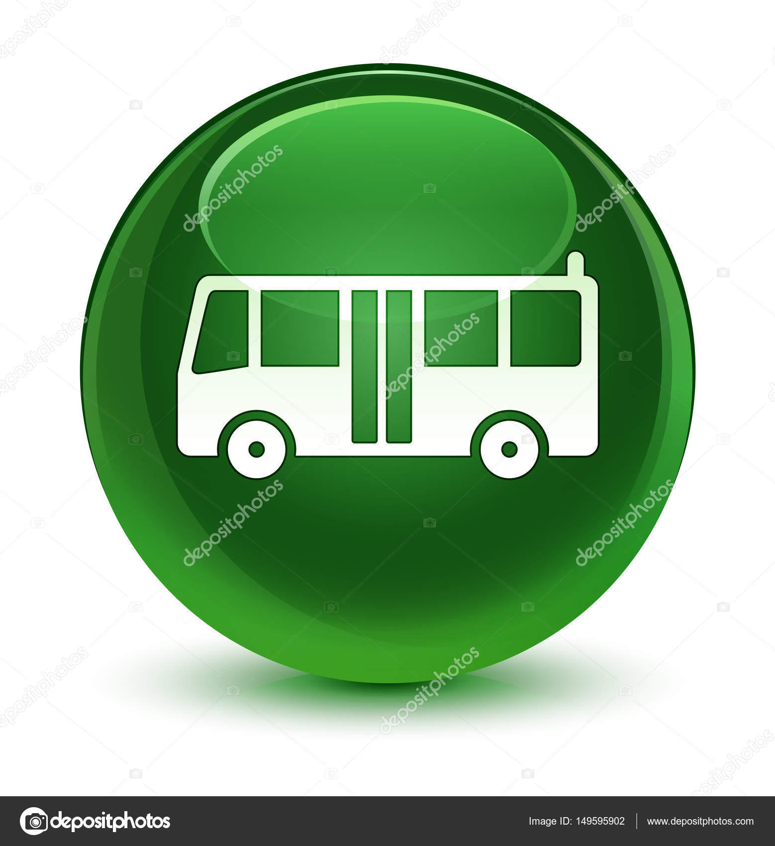 Bus icon glassy soft green round button — Stock Photo © FR_Design ...