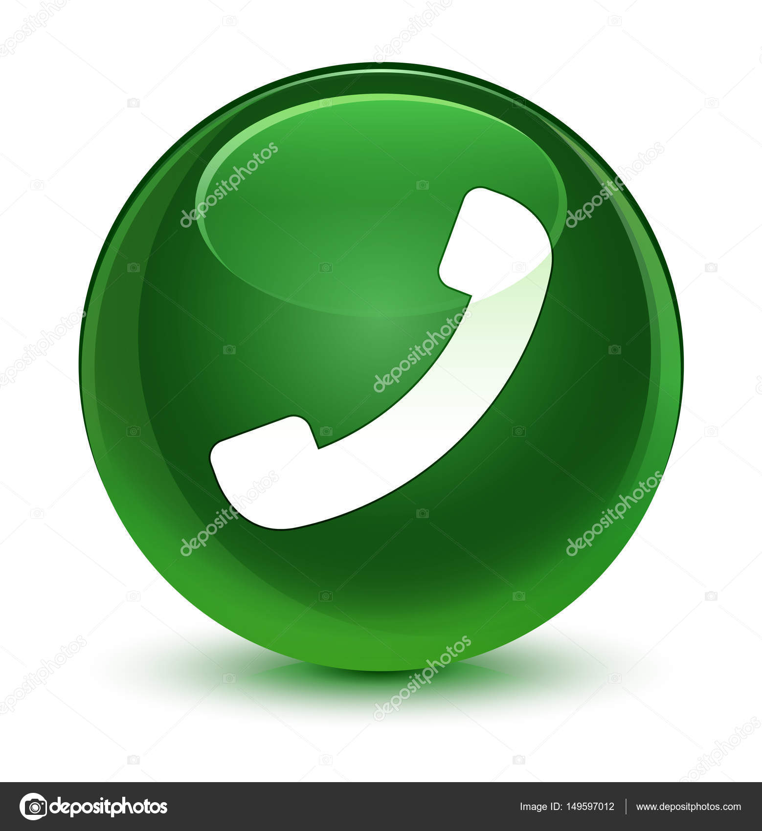 Phone icon glassy soft green round button — Stock Photo © FR_Design ...