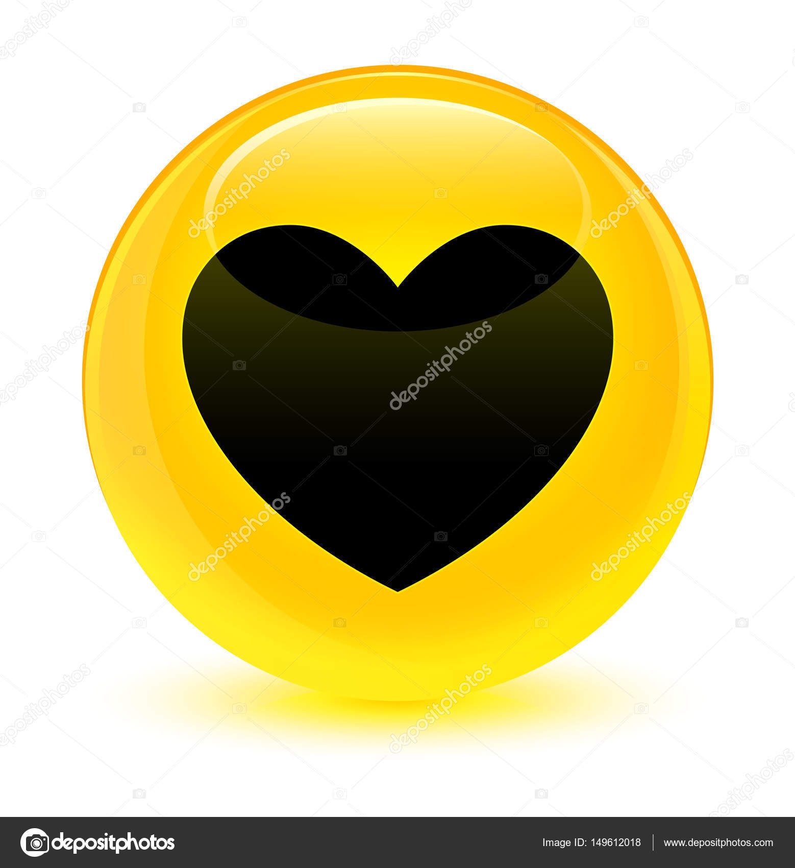 Heart icon glassy yellow round button — Stock Photo © FR_Design #149612018