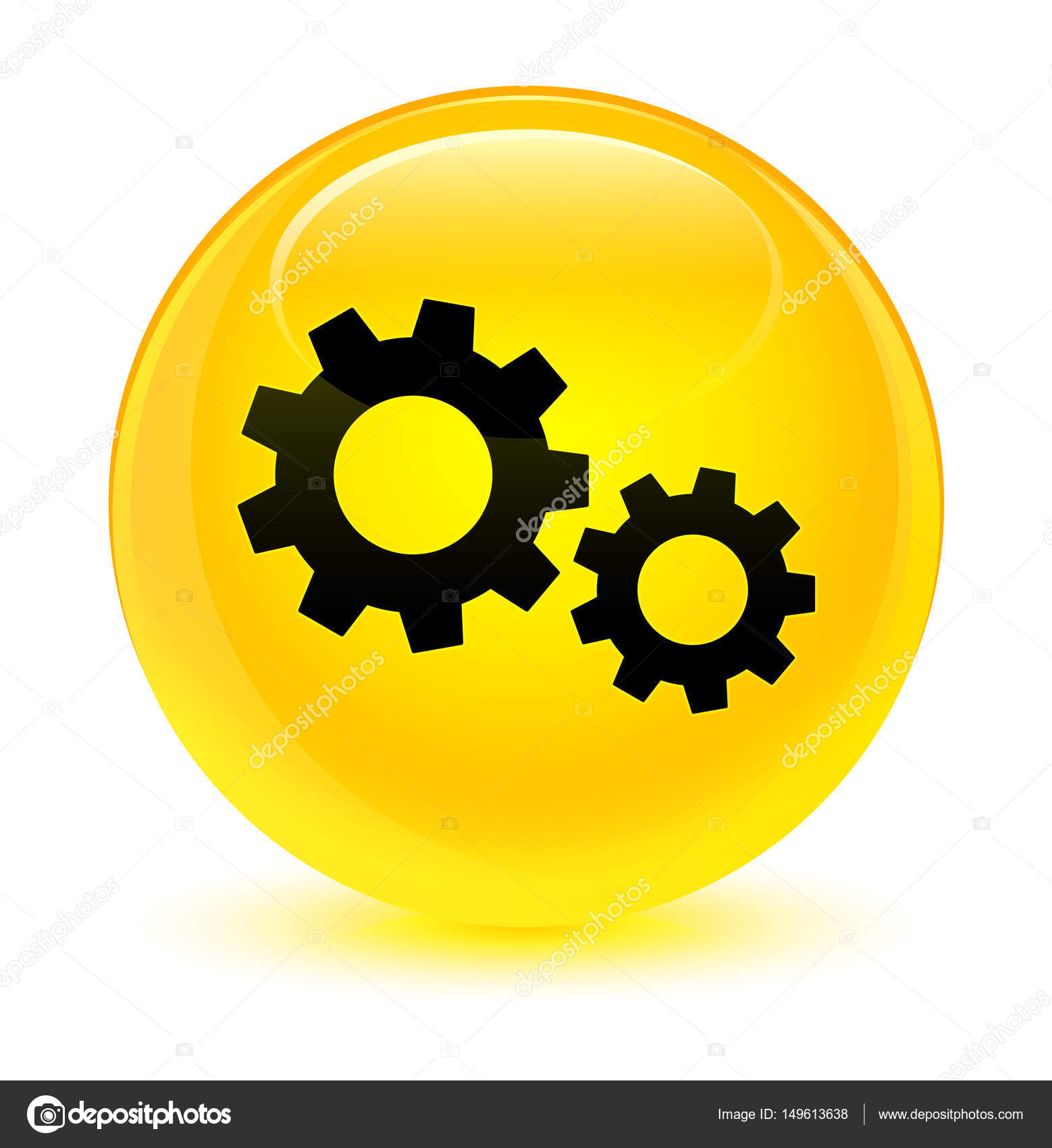 Process icon glassy yellow round button — Stock Photo © FR_Design ...