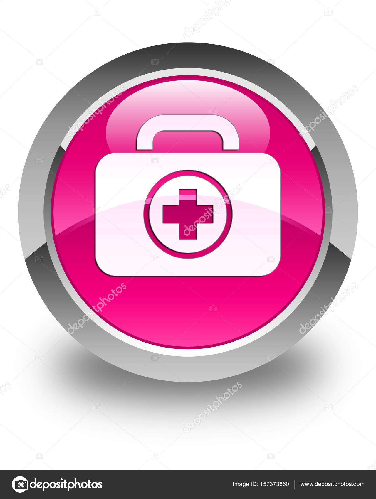First aid kit icon glossy pink round button — Stock Photo © FR_Design ...