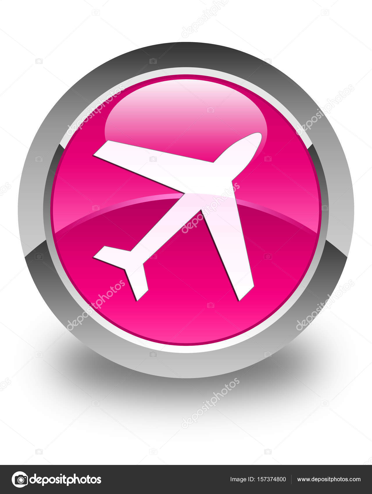 Plane icon glossy pink round button — Stock Photo © FR_Design #157374800