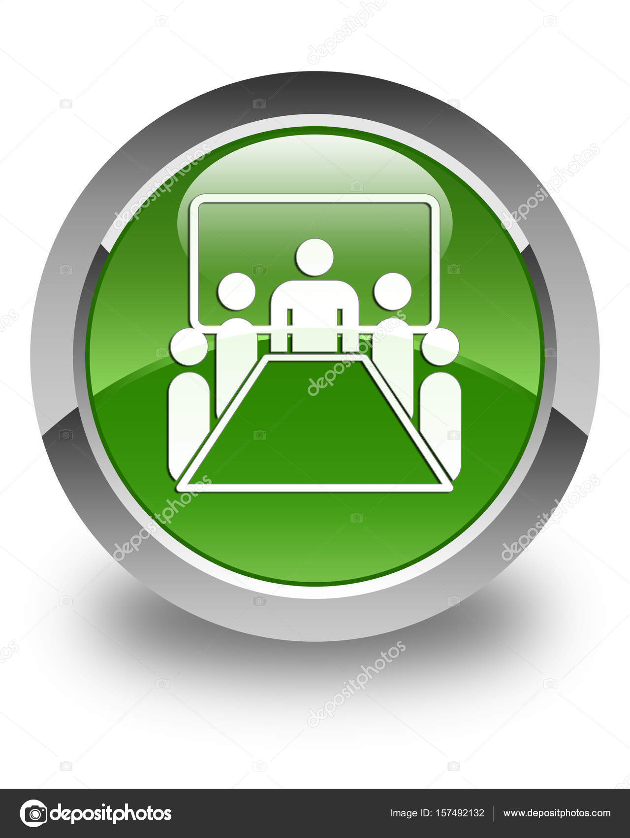 Meeting room icon glossy soft green round button — Stock Photo © FR ...