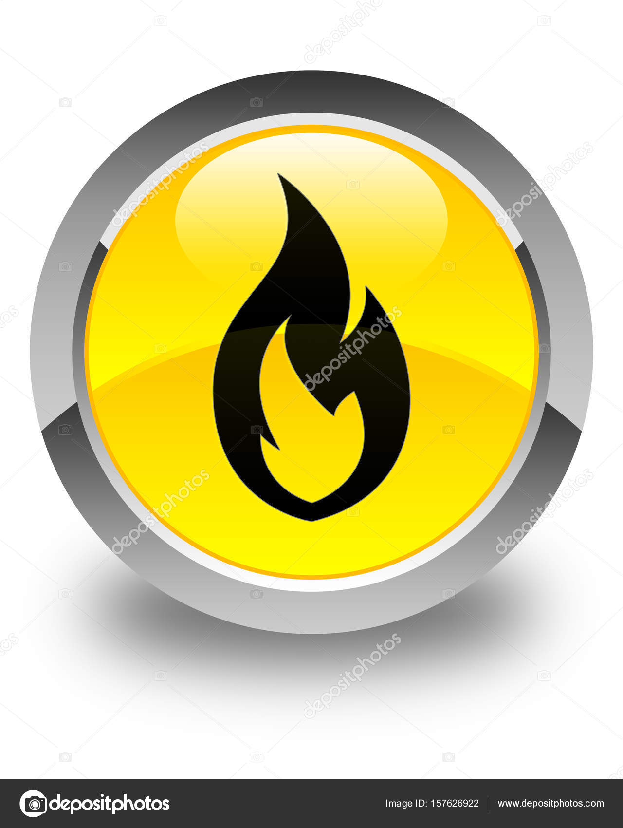 Fire flame icon glossy yellow round button — Stock Photo © FR_Design ...