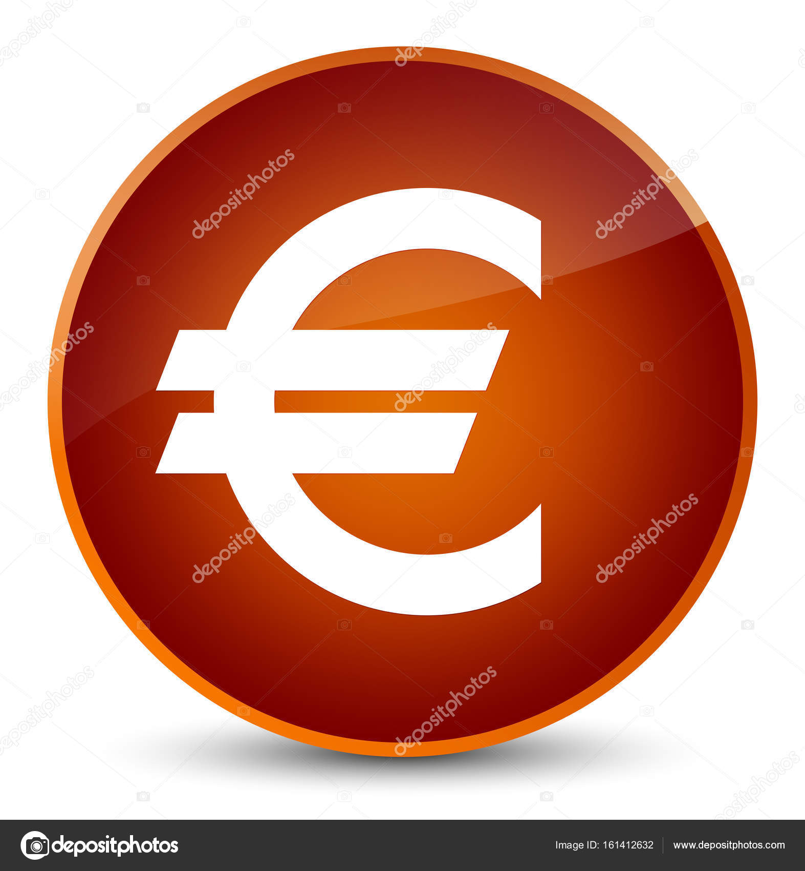 Euro signo icono elegante marrón botón redondo — Foto de stock ...