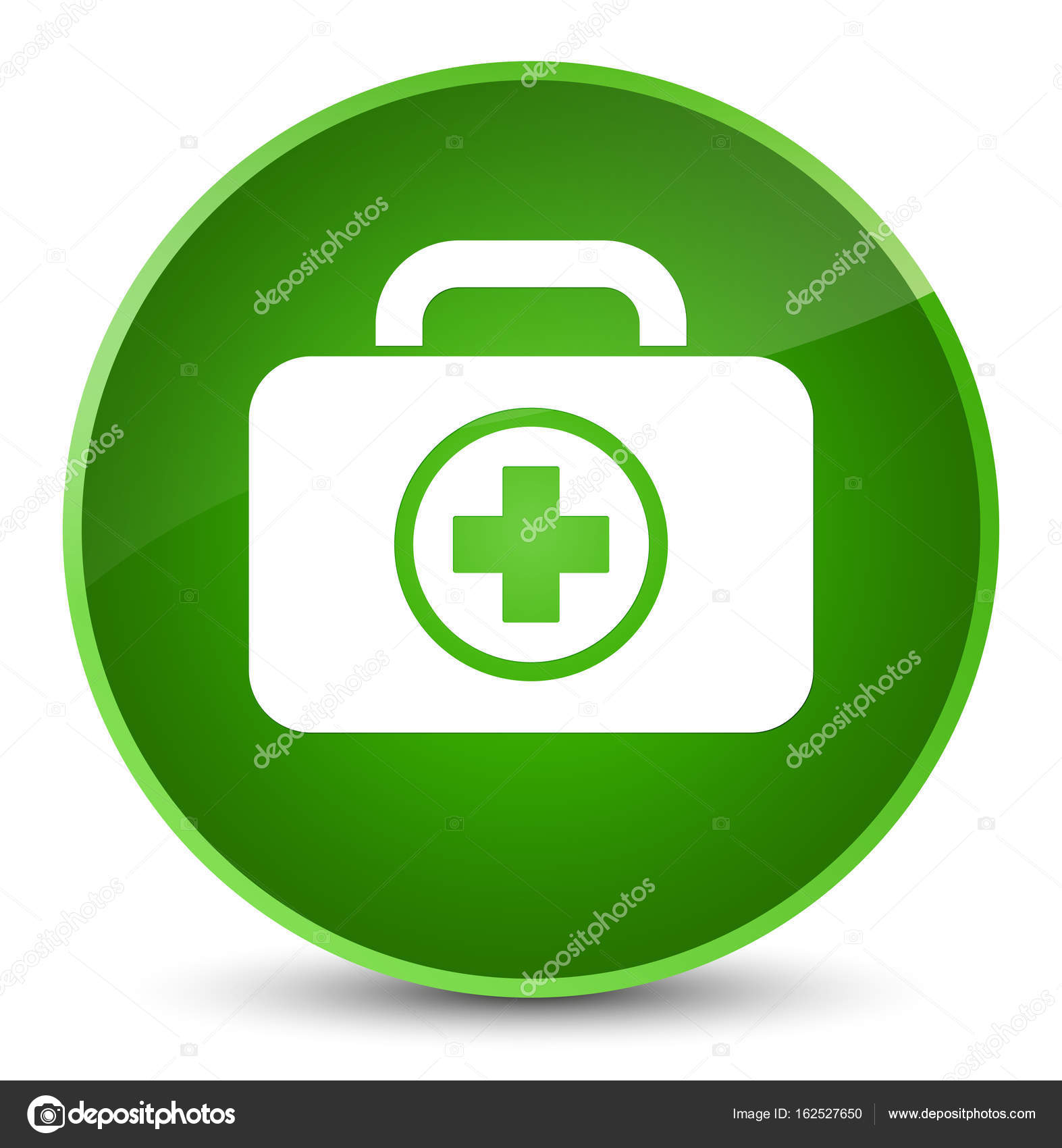 Icono kit de primeros auxilios elegante botón redondo verde — Foto de ...