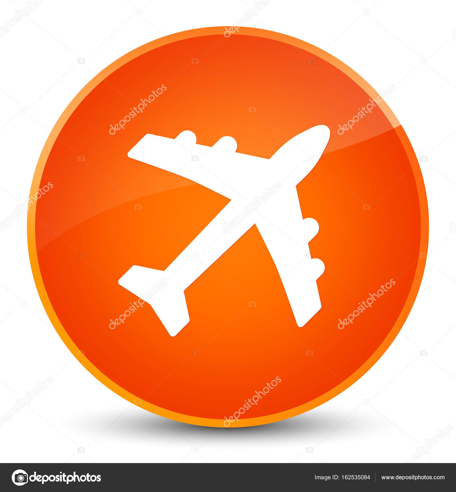 Plane icon elegant orange round button — Stock Photo © FR_Design #162535084