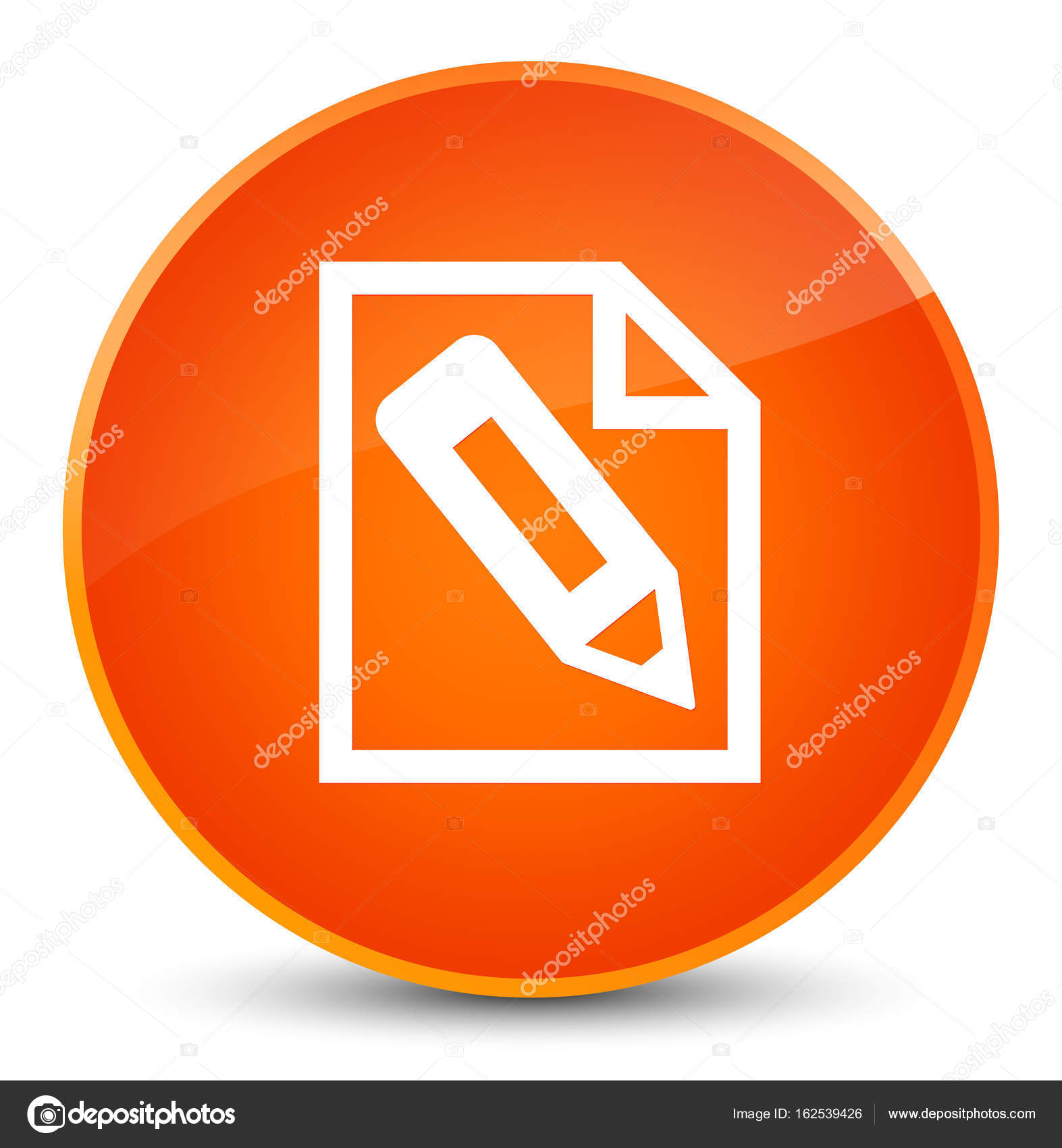 Pencil in page icon elegant orange round button — Stock Photo © FR ...
