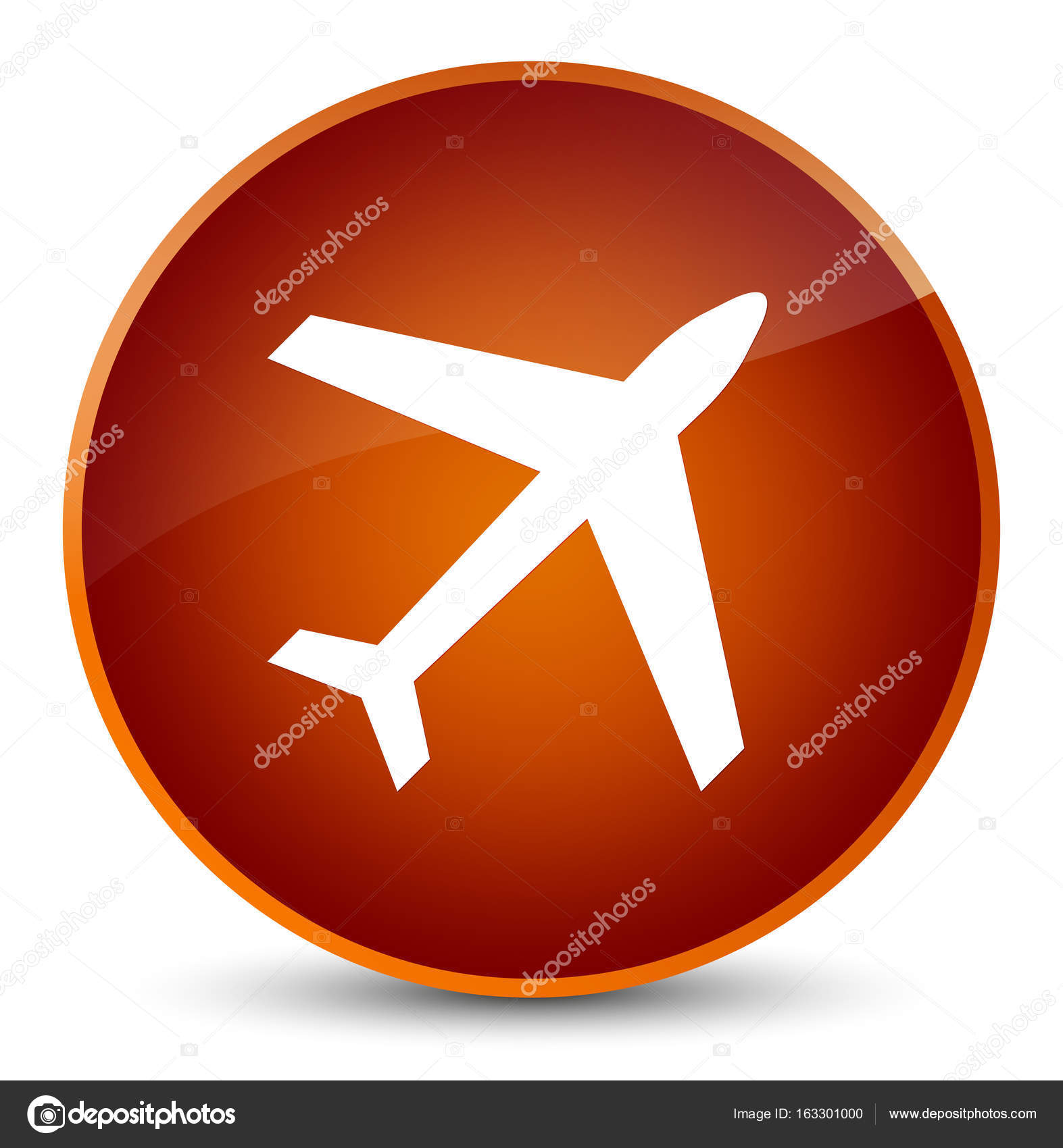 Plane icon elegant brown round button — Stock Photo © FR_Design #163301000