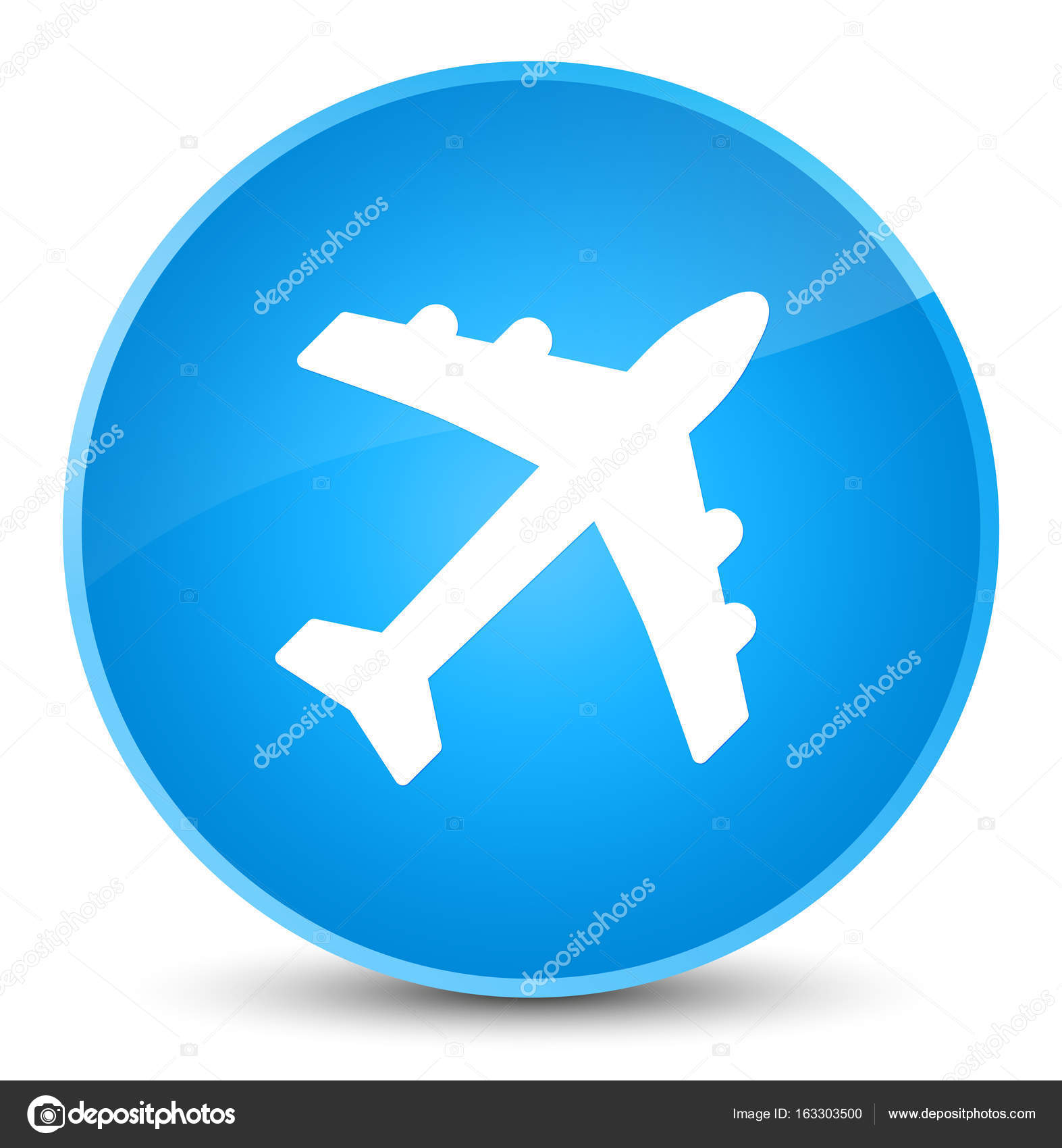 Plane icon elegant cyan blue round button — Stock Photo © FR_Design ...