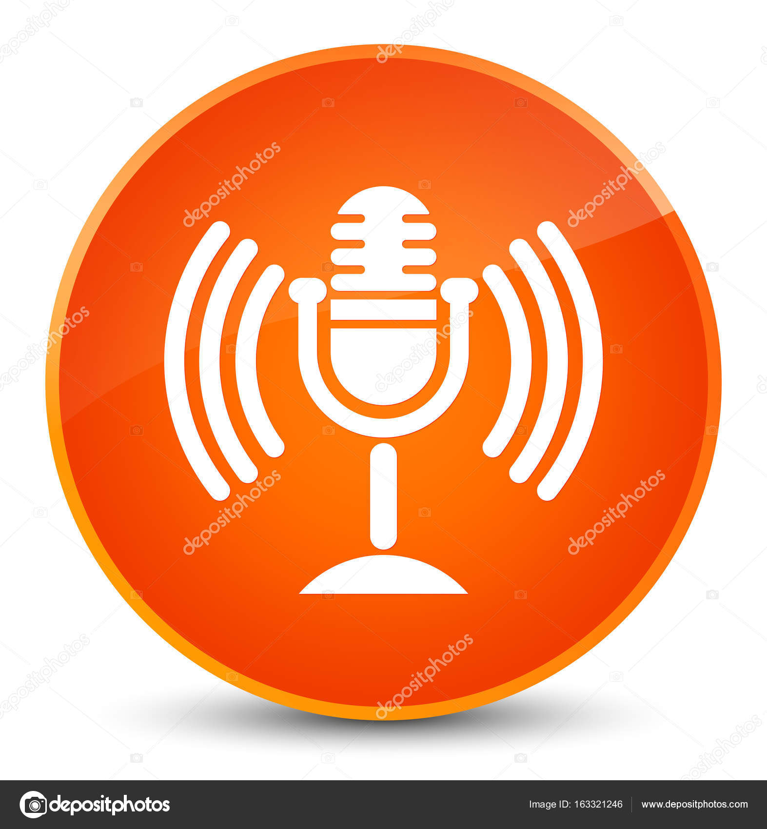 Mic icon elegant orange round button — Stock Photo © FR_Design #163321246