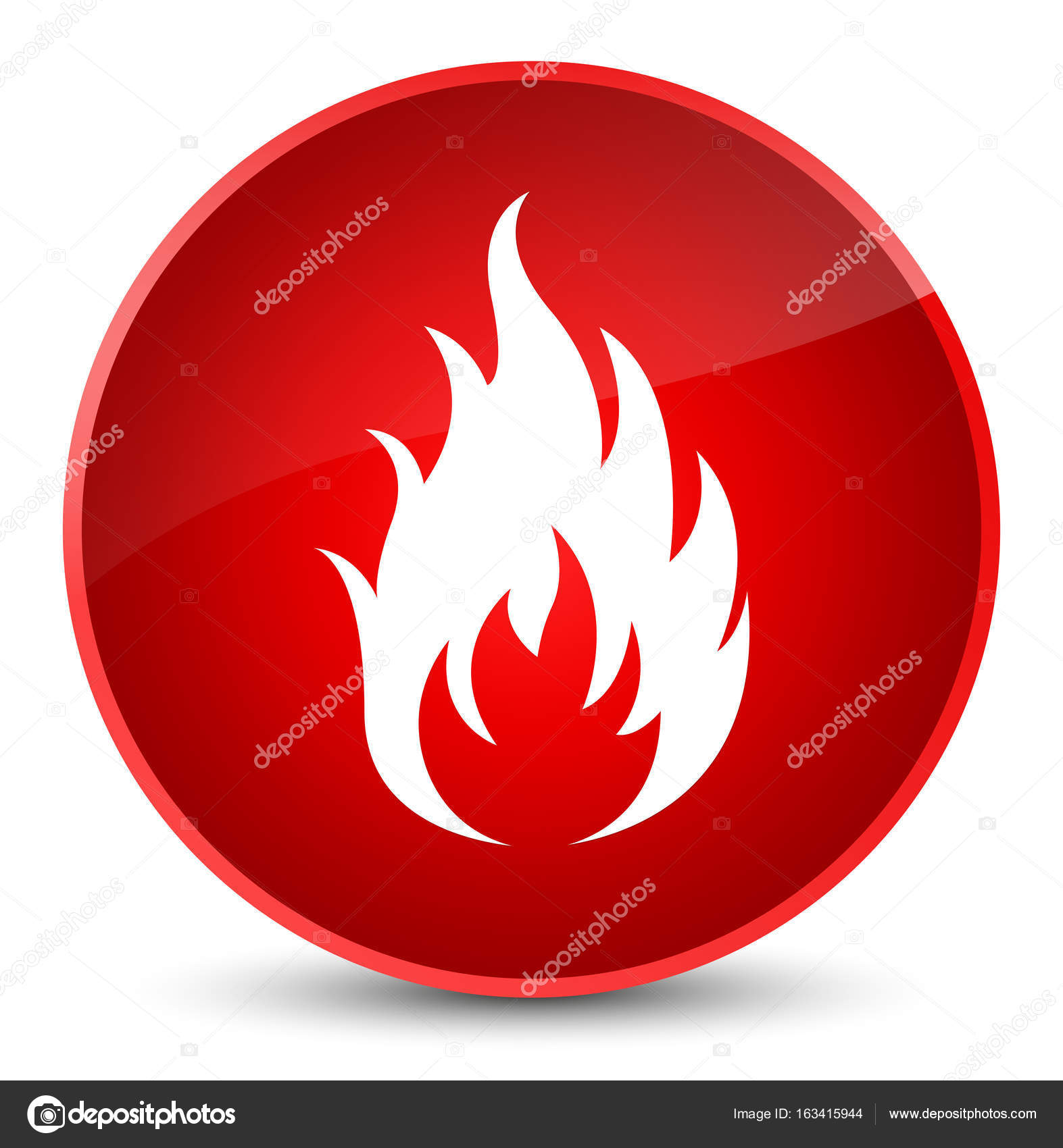 Fire icon elegant red round button — Stock Photo © FR_Design #163415944