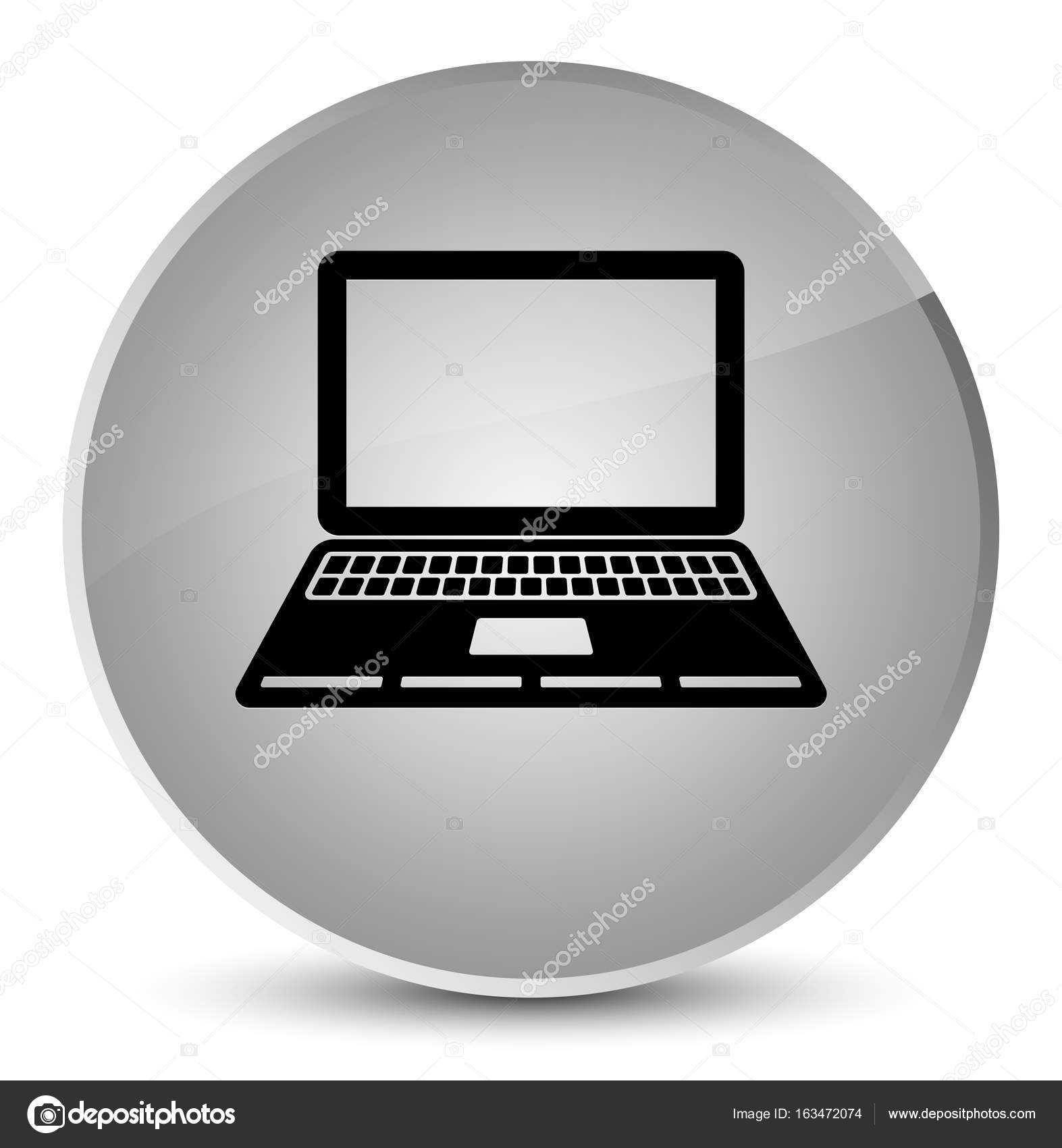 Laptop icon elegant white round button — Stock Photo © FR_Design #163472074