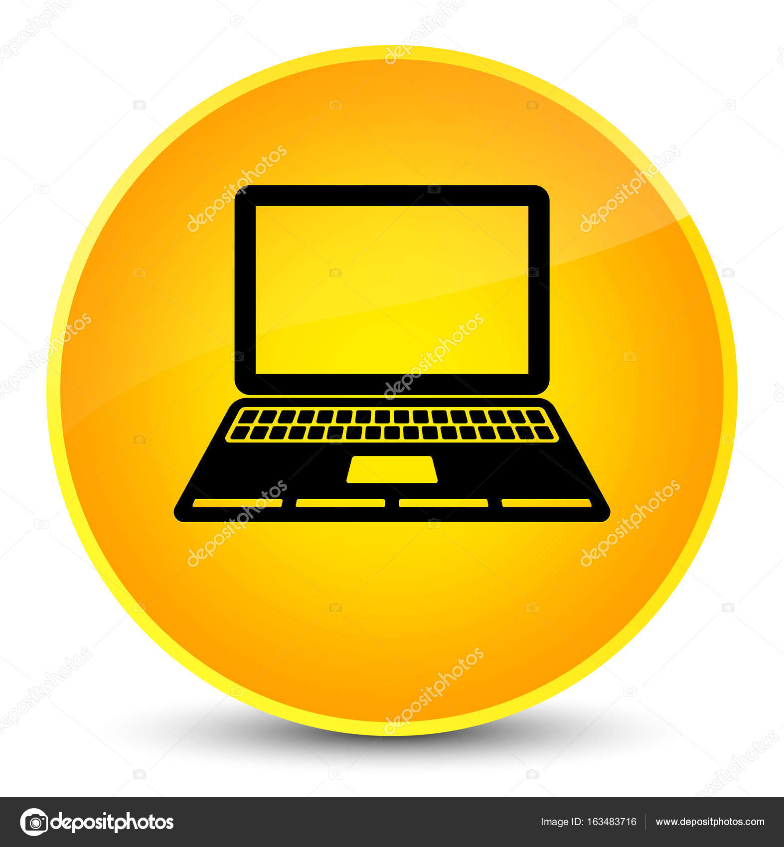 Laptop icon elegant yellow round button — Stock Photo © FR_Design ...