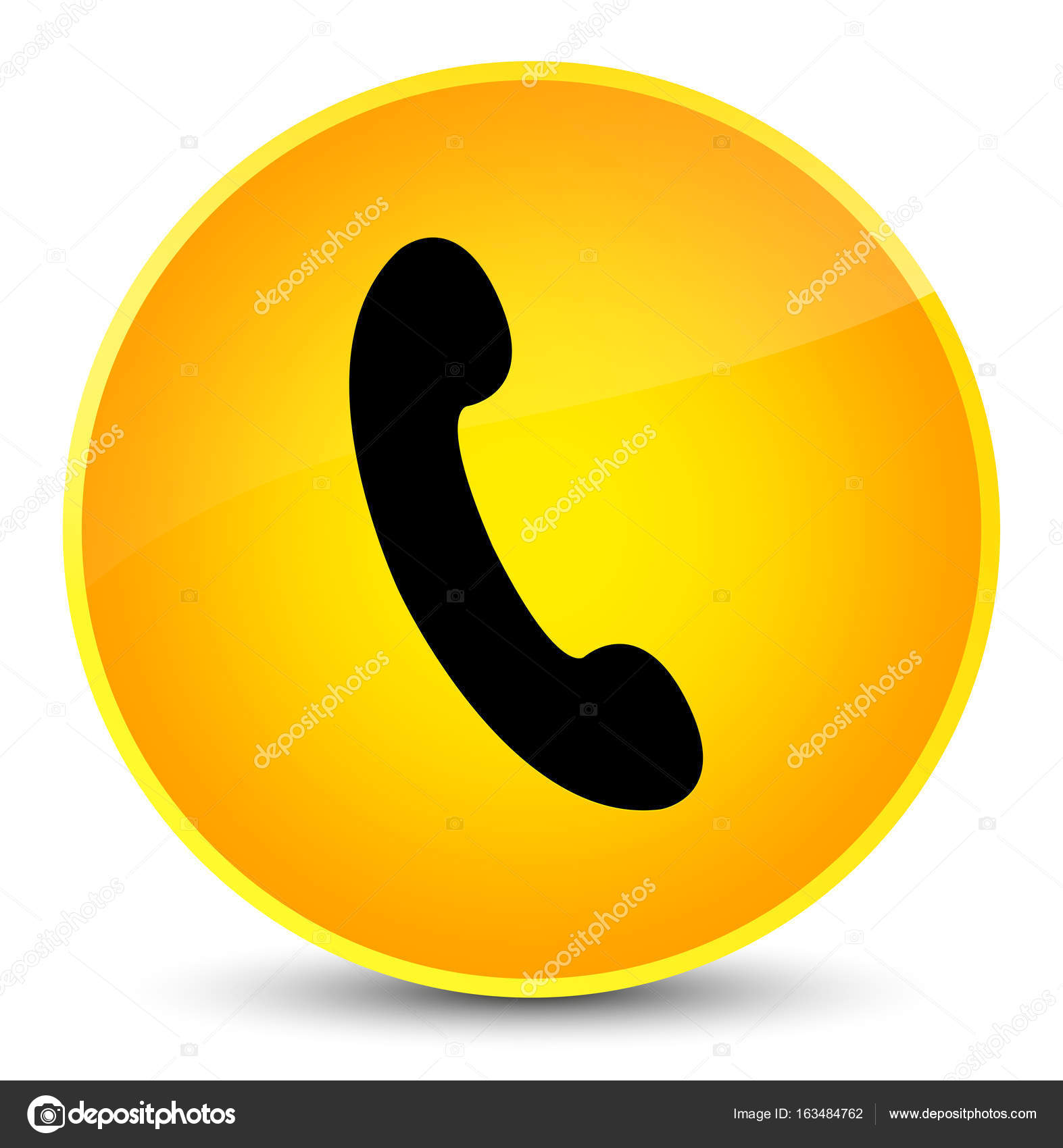 Phone icon elegant yellow round button — Stock Photo © FR_Design #163484762
