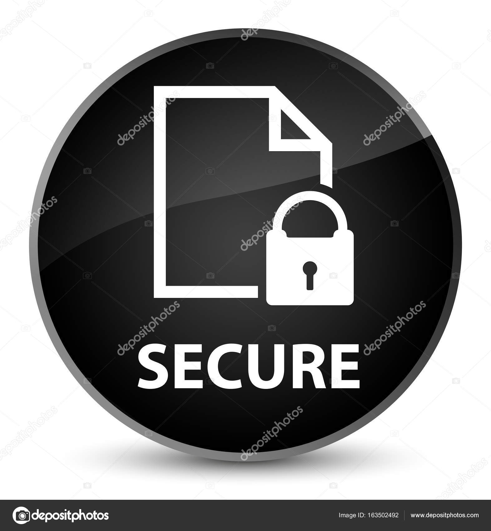 Secure (document page padlock icon) elegant black round button — Stock ...
