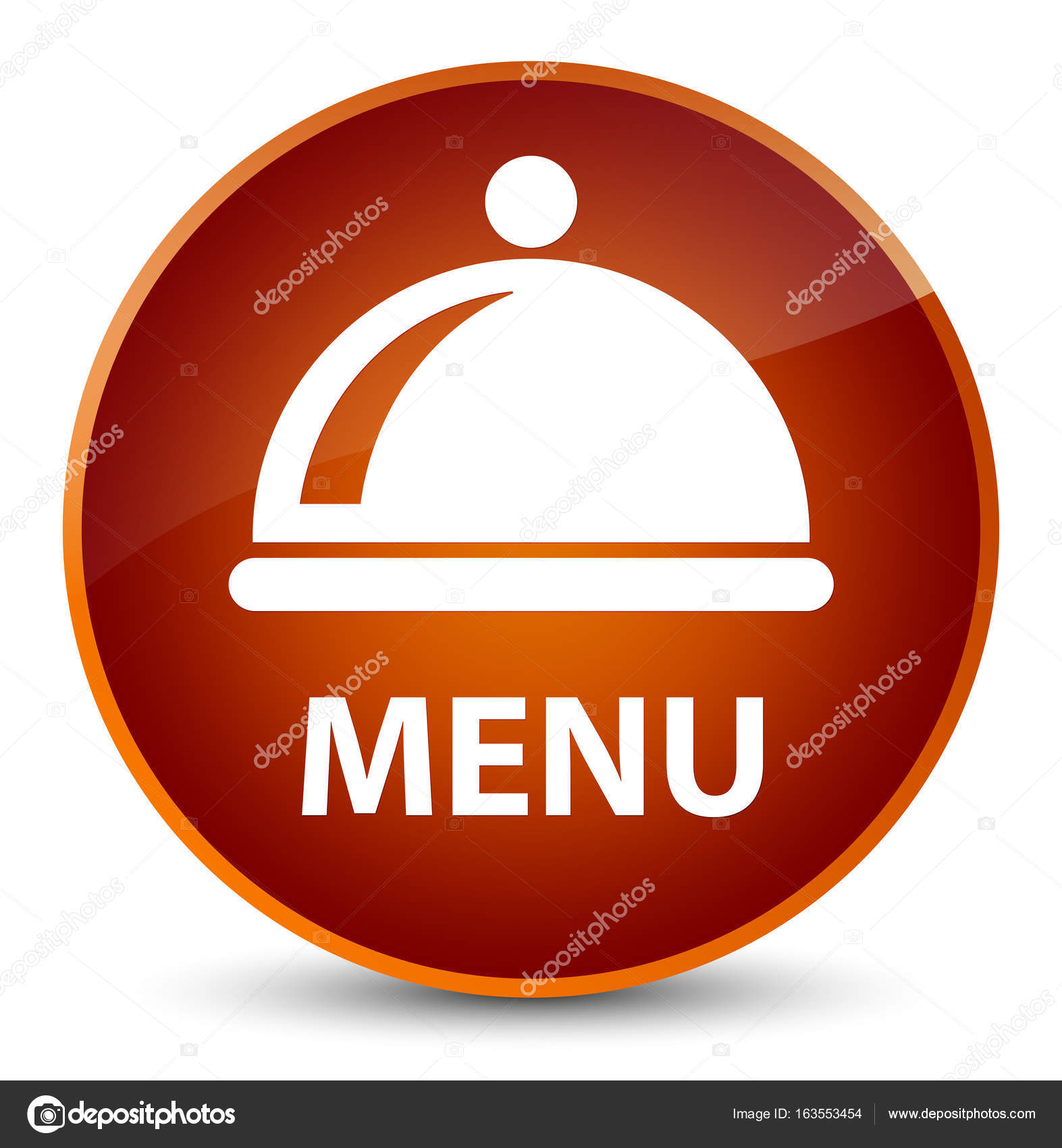 Menú (icono de plato de comida) botón redondo marrón elegante — Foto de ...