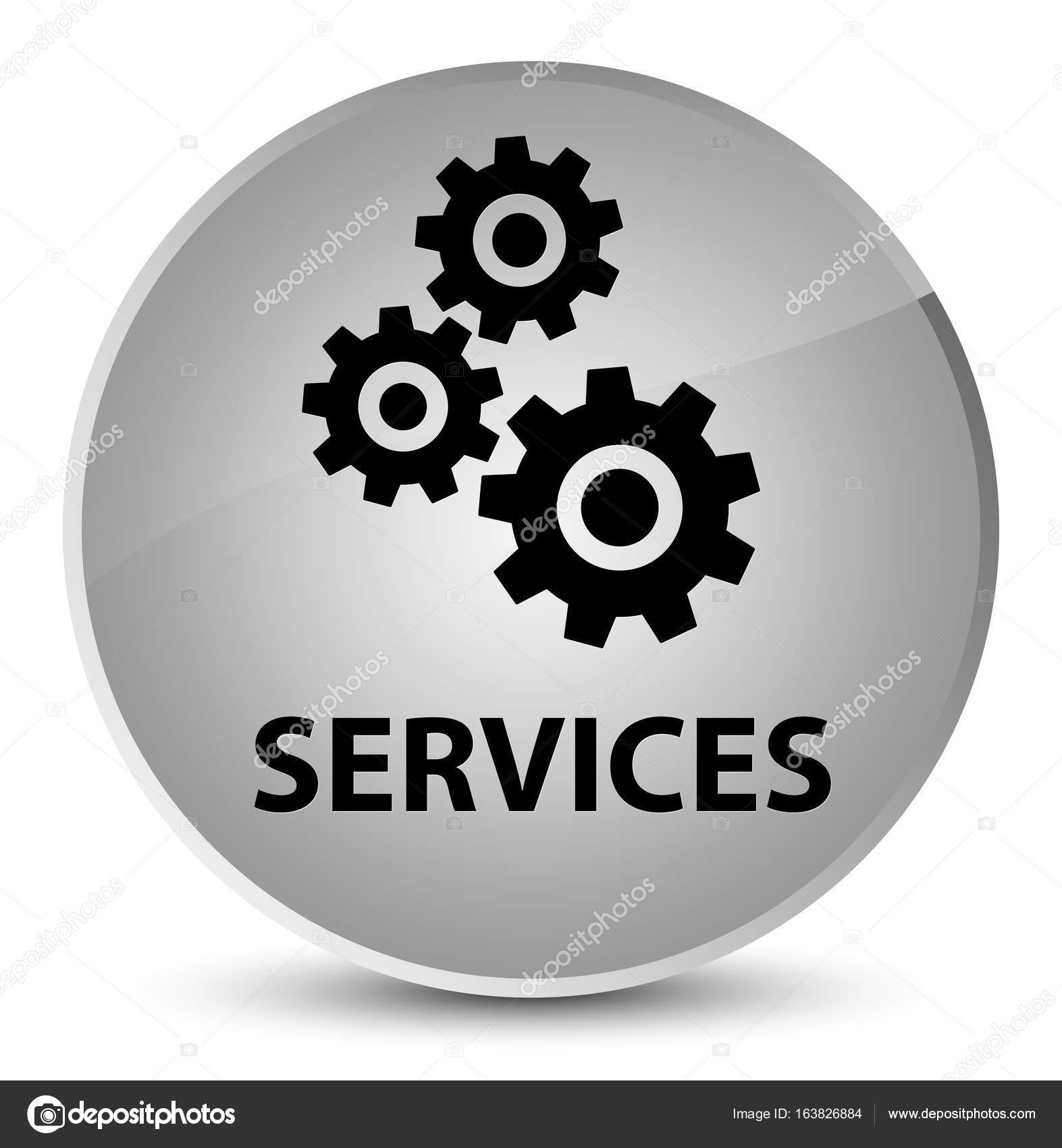 Servicios (icono de engranajes) elegante botón redondo blanco — Foto de ...