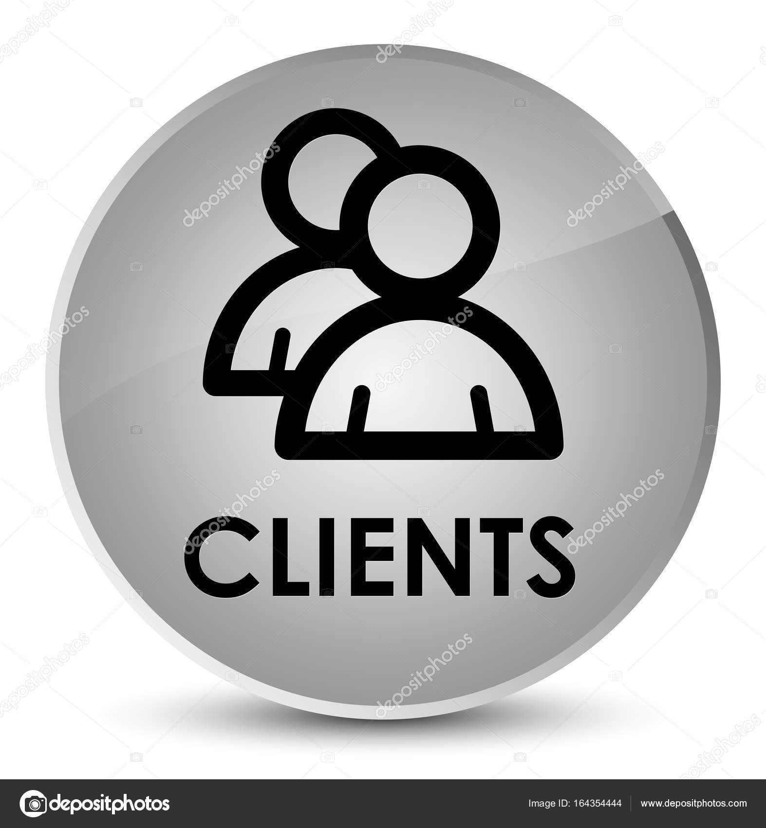 Clients (group icon) elegant white round button — Stock Photo © FR ...