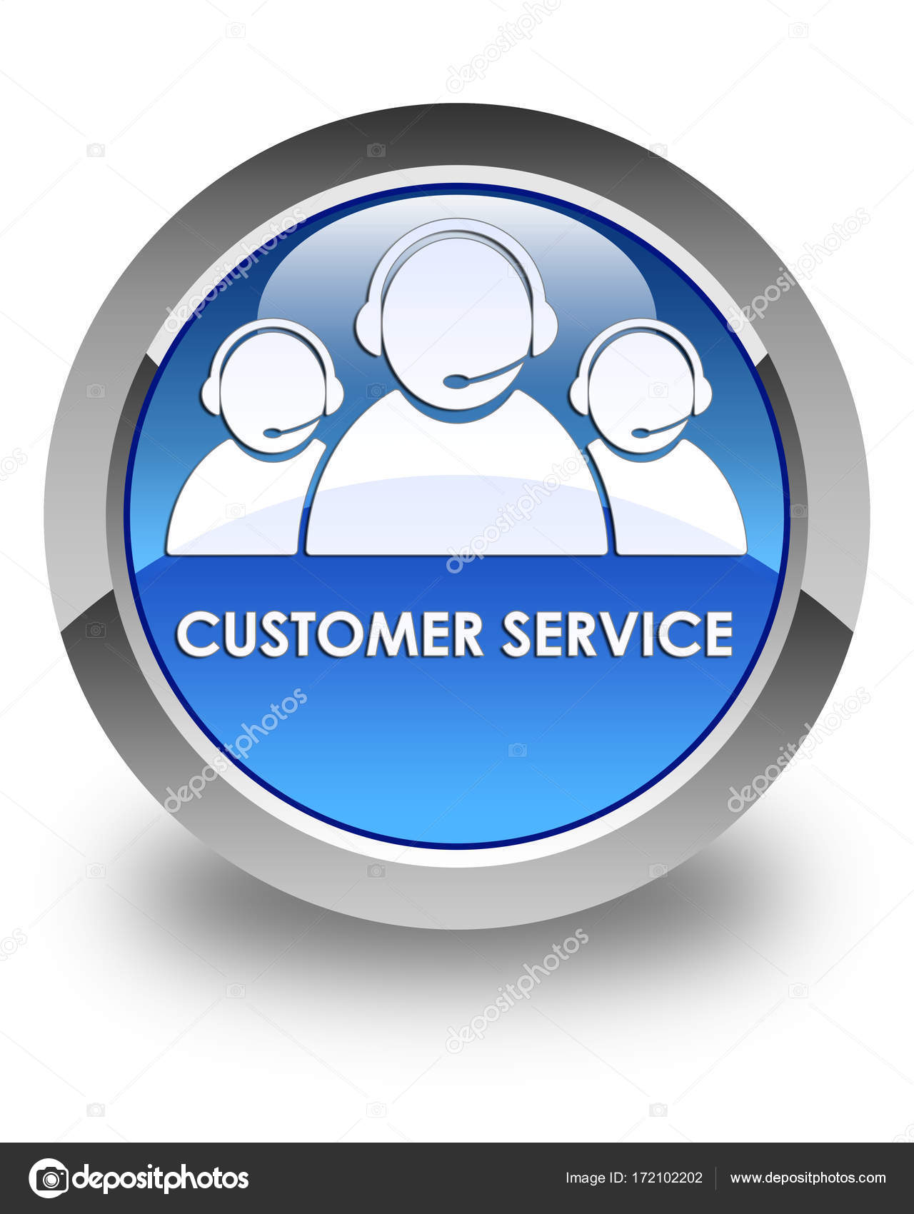 Customer service (team icon) glossy blue round button — Stock Photo ...