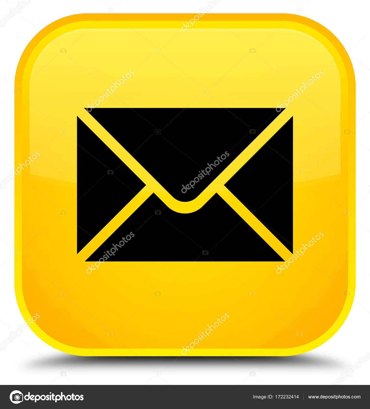 Icono de correo electrónico botón cuadrado amarillo especial — Foto de ...