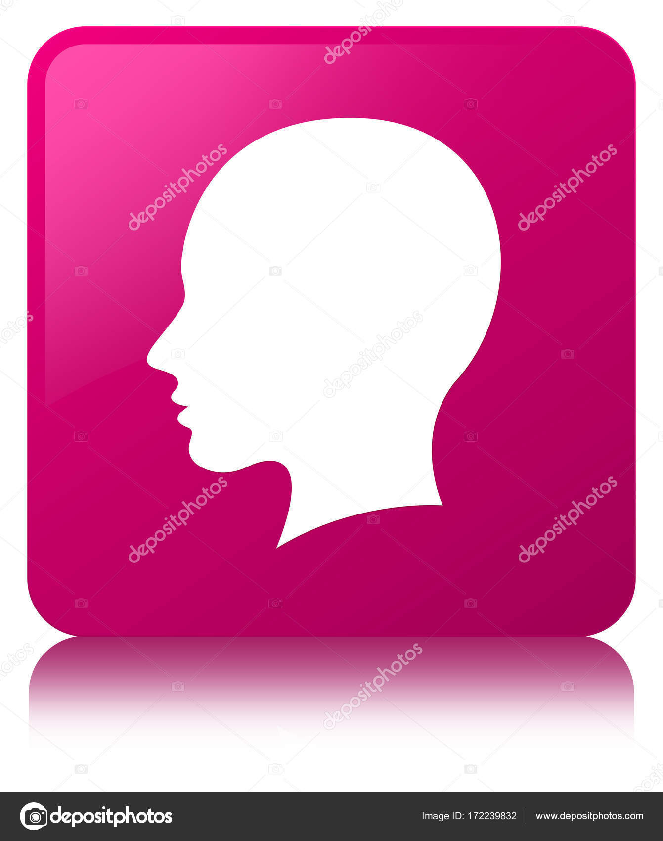 Head female face icon pink square button — Stock Photo © FR_Design ...