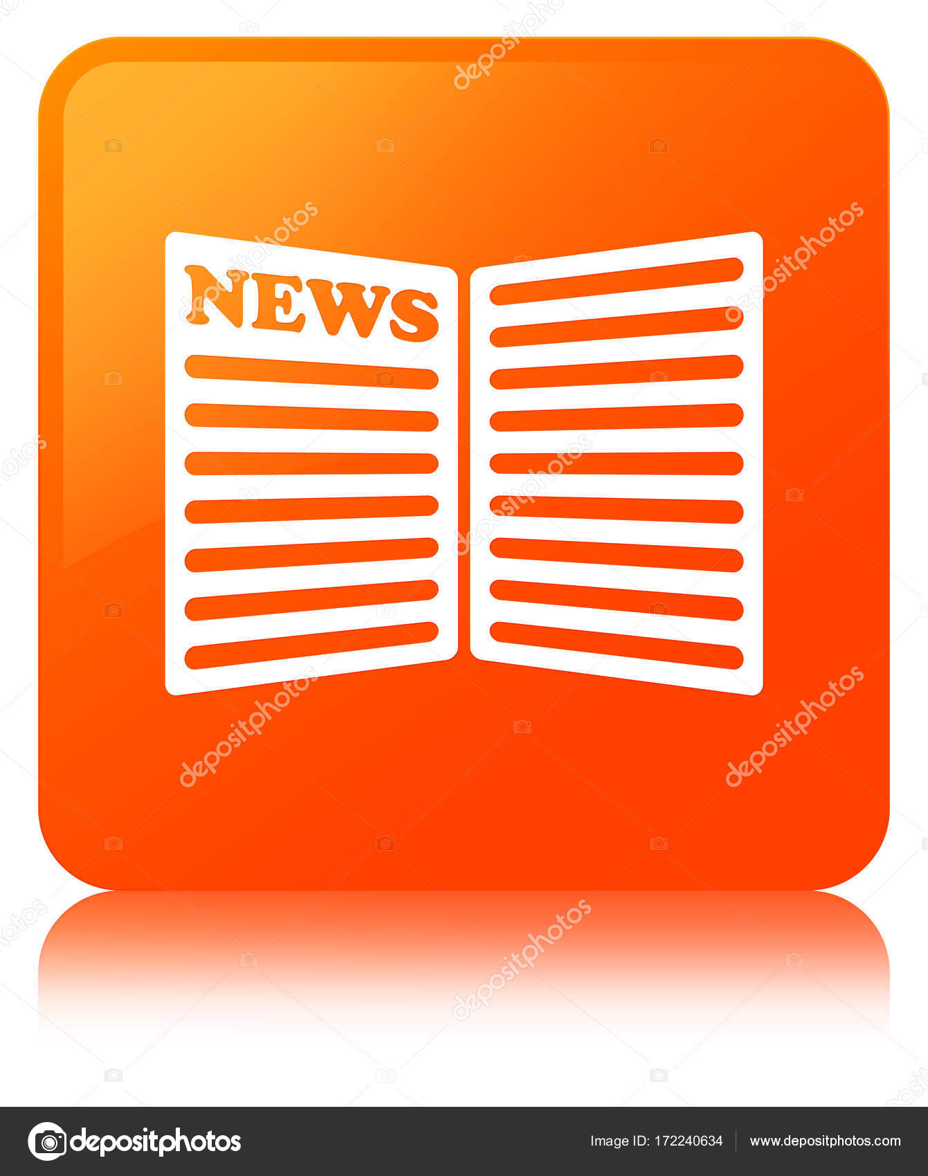 Newspaper icon orange square button — Stock Photo © FR_Design #172240634