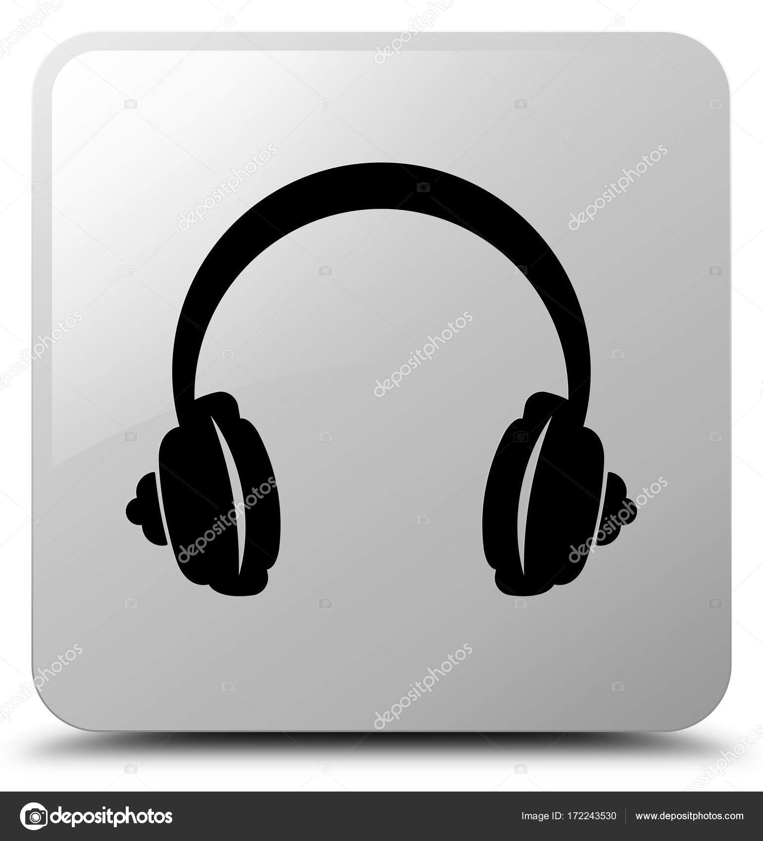 Headphone icon white square button — Stock Photo © FR_Design #172243530