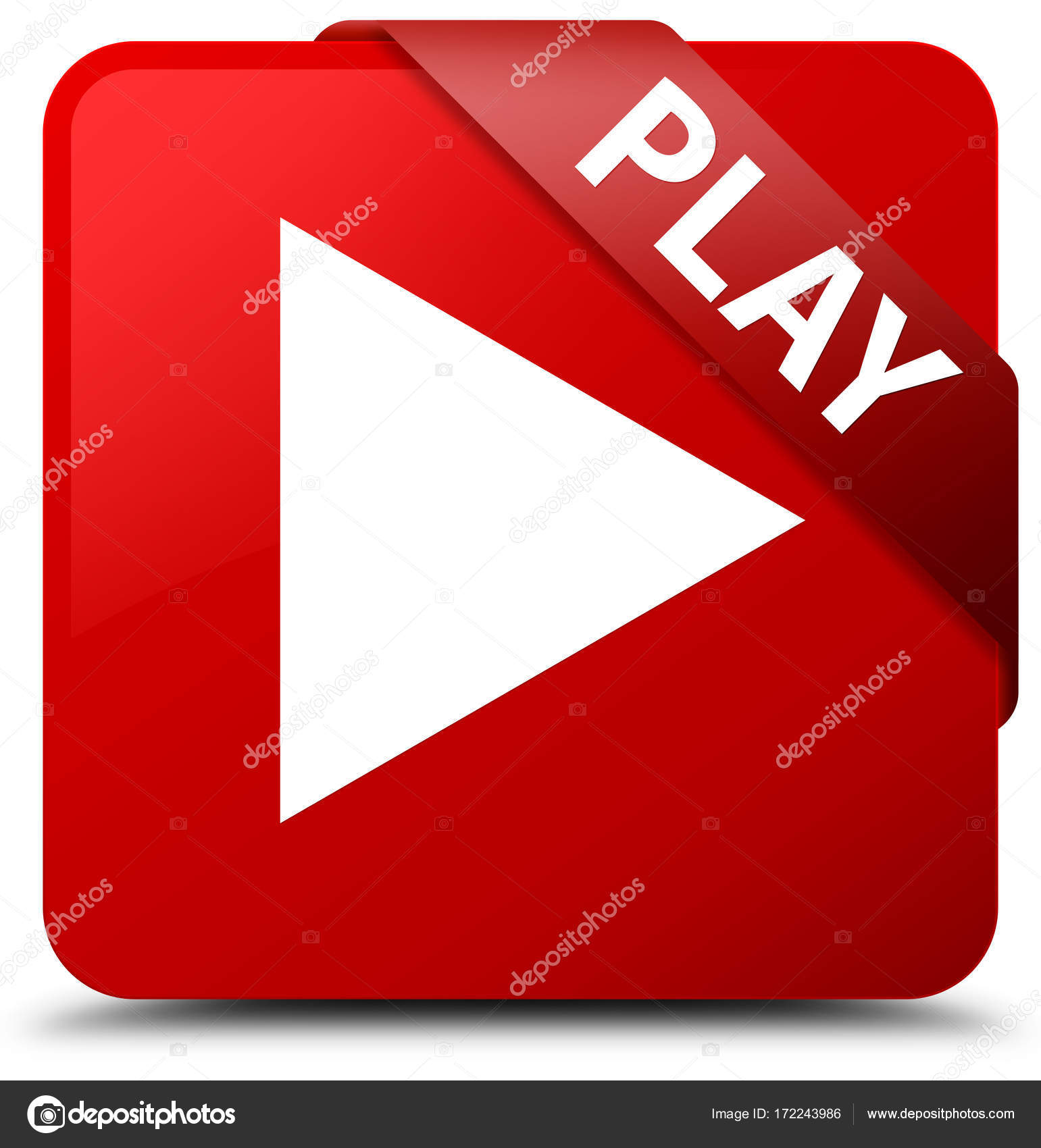 Play red square button red ribbon in corner — Stock Photo © FR_Design ...