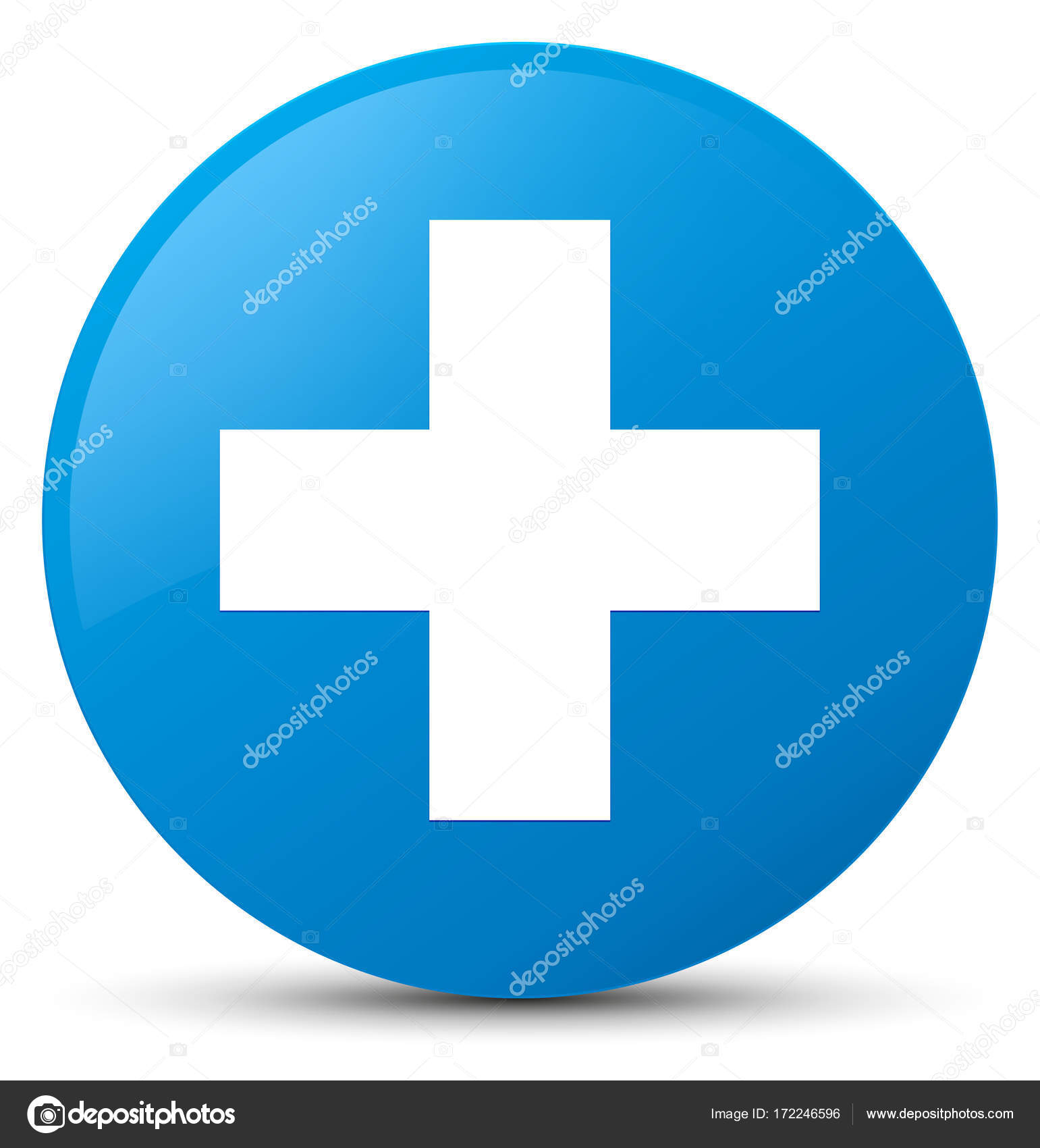 Plus icon cyan blue round button — Stock Photo © FR_Design #172246596
