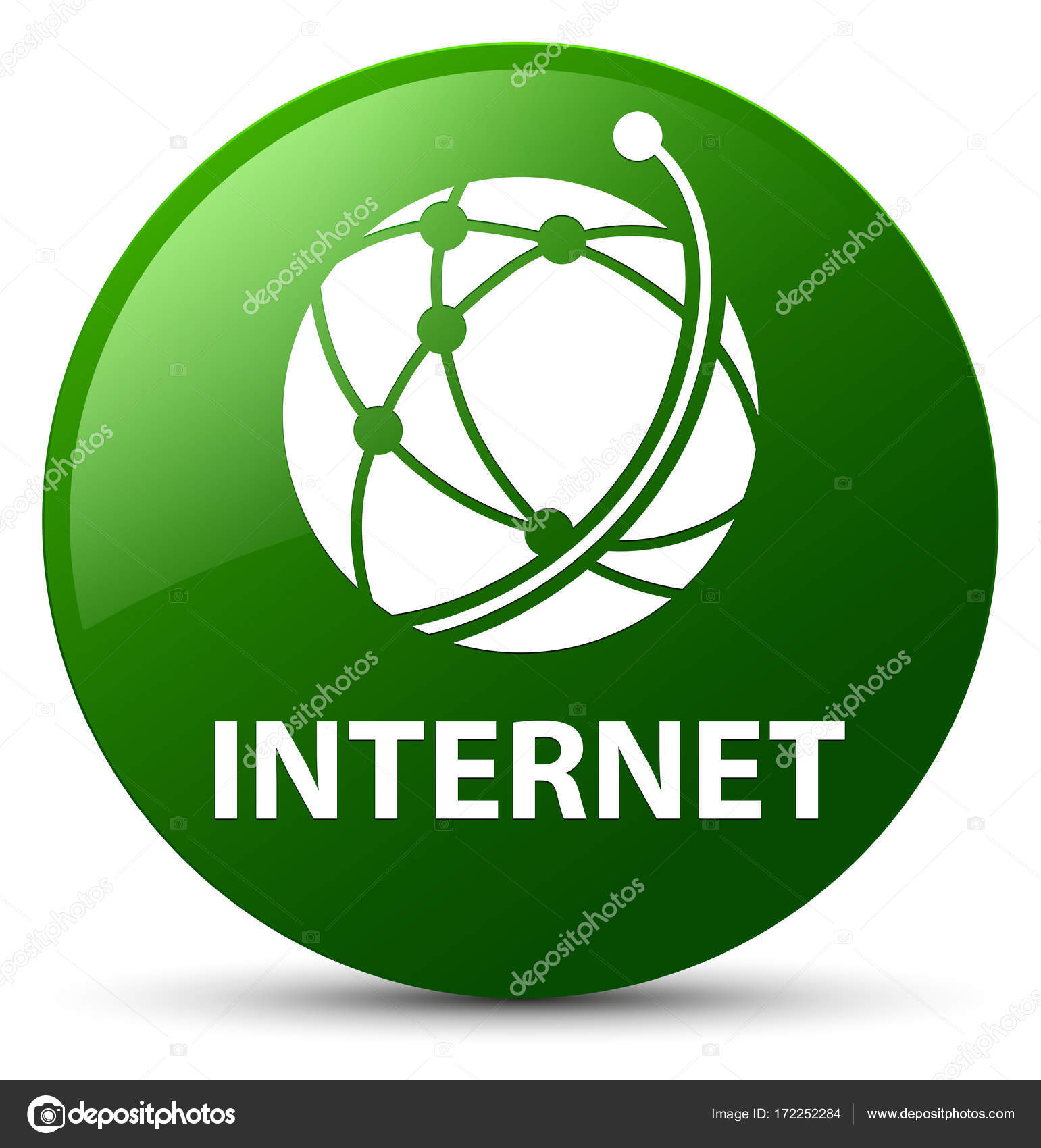 Internet (global network icon) green round button — Stock Photo © FR ...