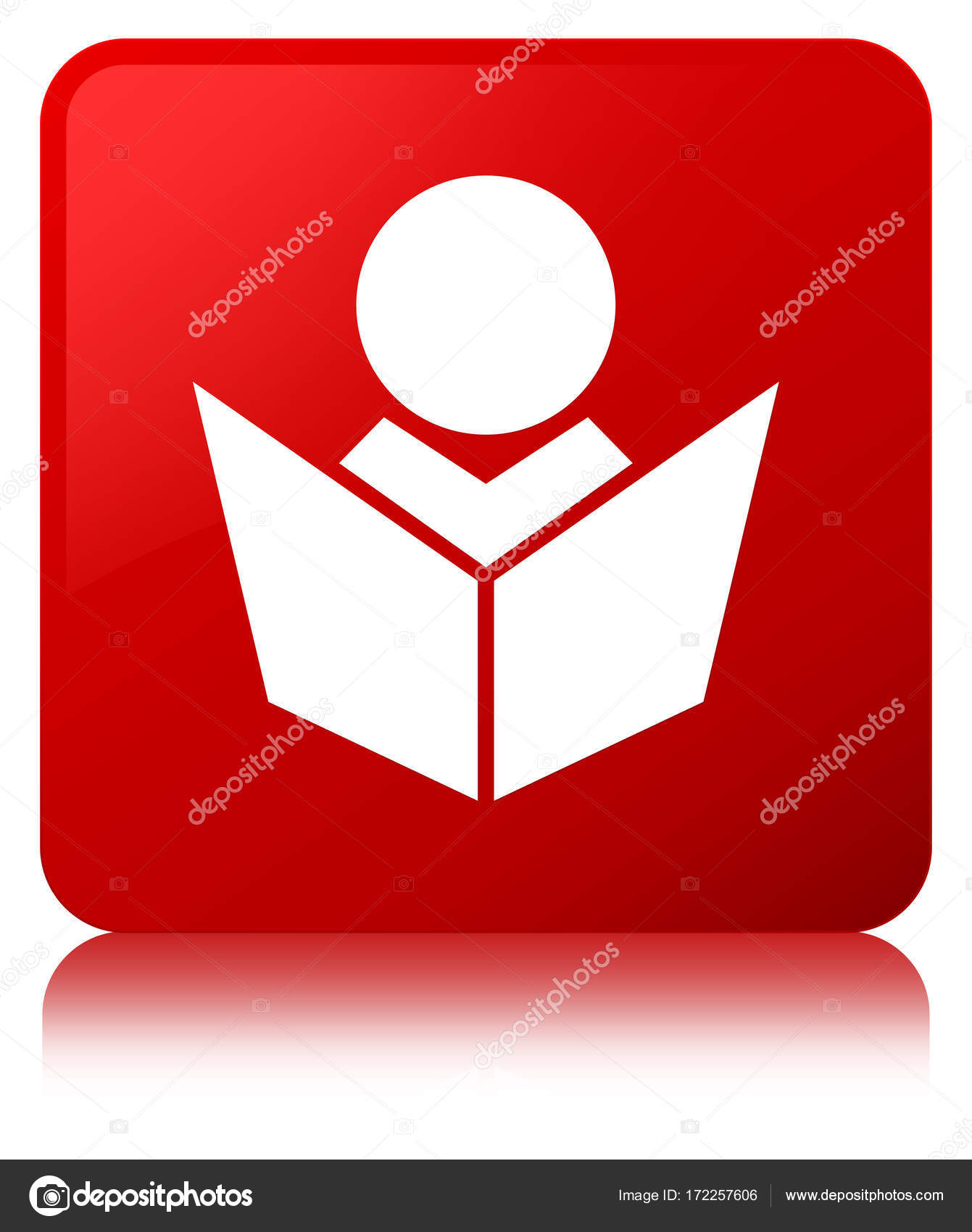 Elearning icon red square button — Stock Photo © FR_Design #172257606