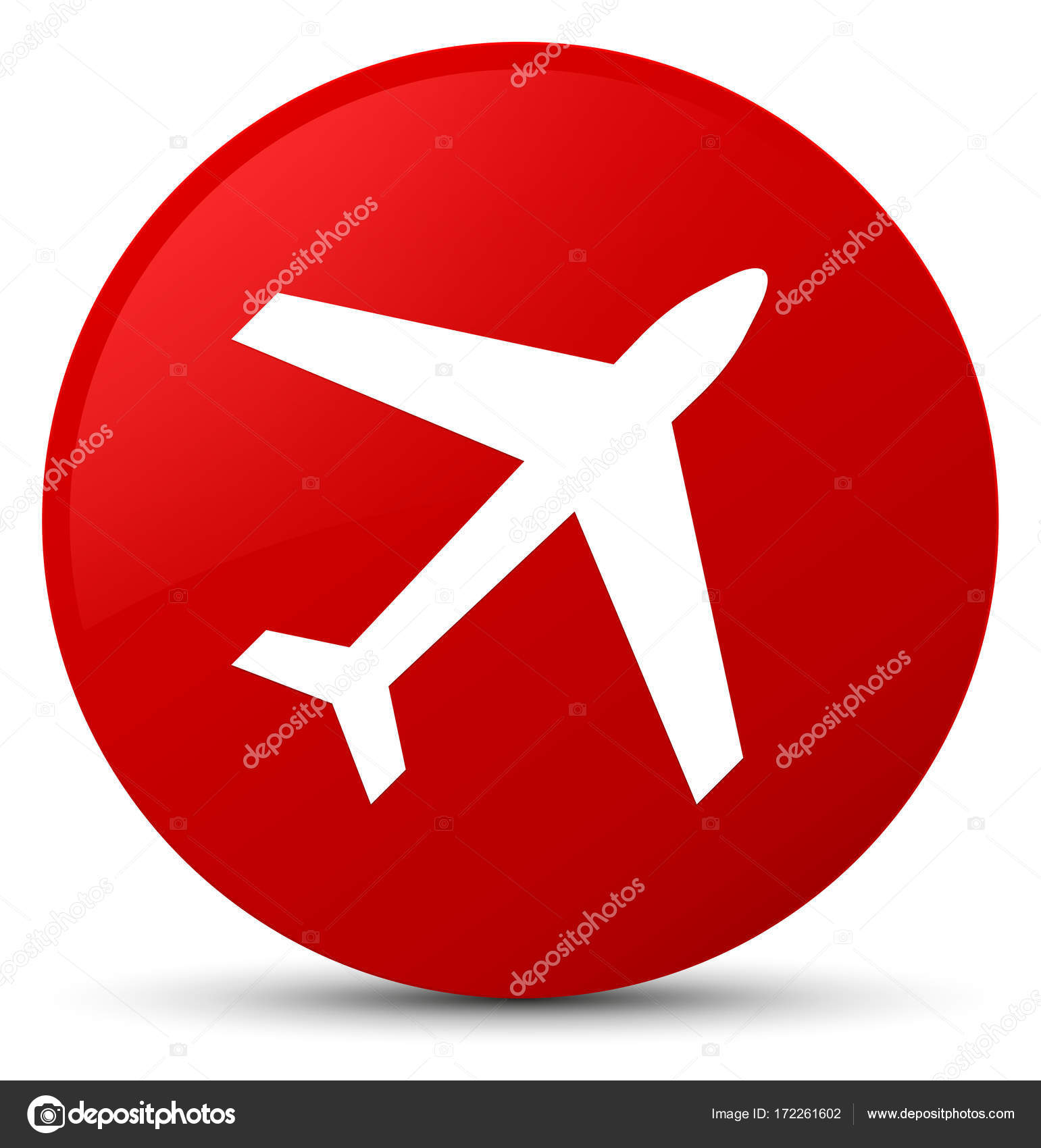 Plane icon red round button — Stock Photo © FR_Design #172261602