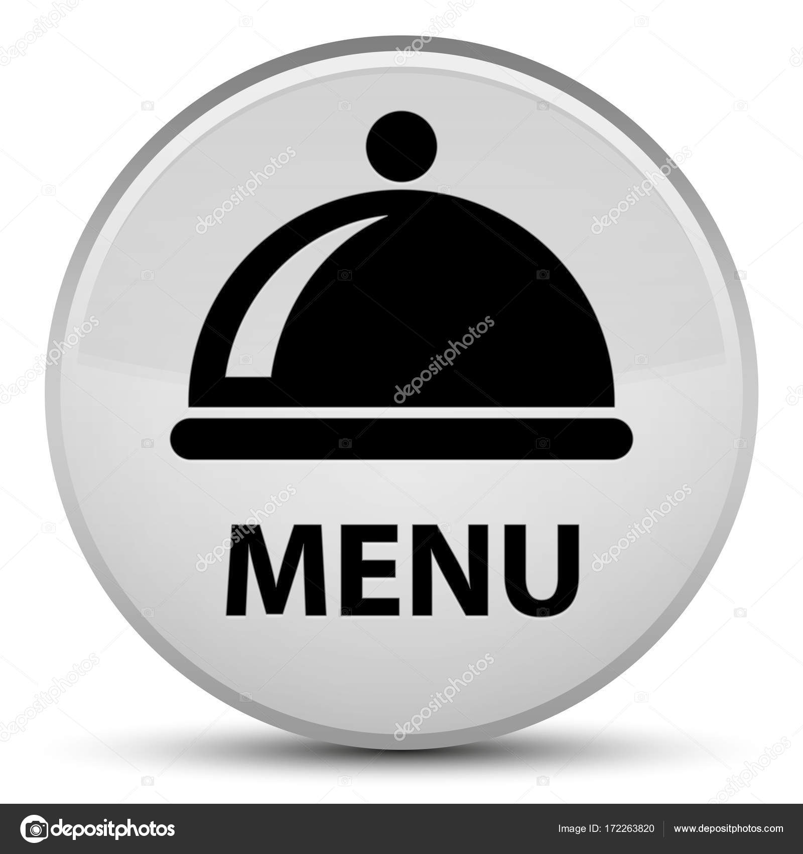 Menú (icono de plato de comida) botón redondo blanco especial — Foto de ...