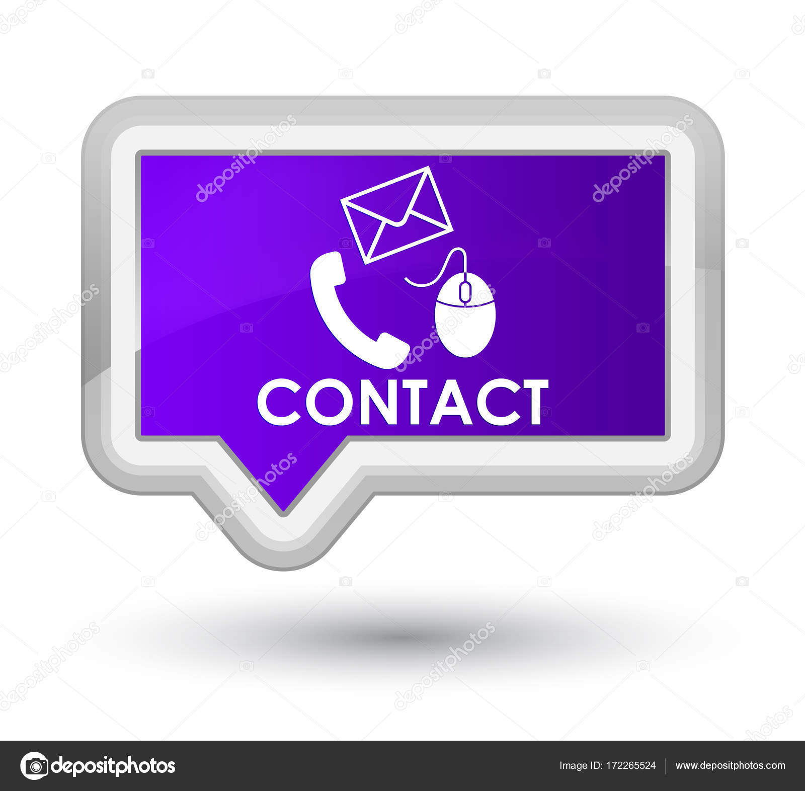 Contact (phone email and mouse icon) purple prime banner button — Stock ...